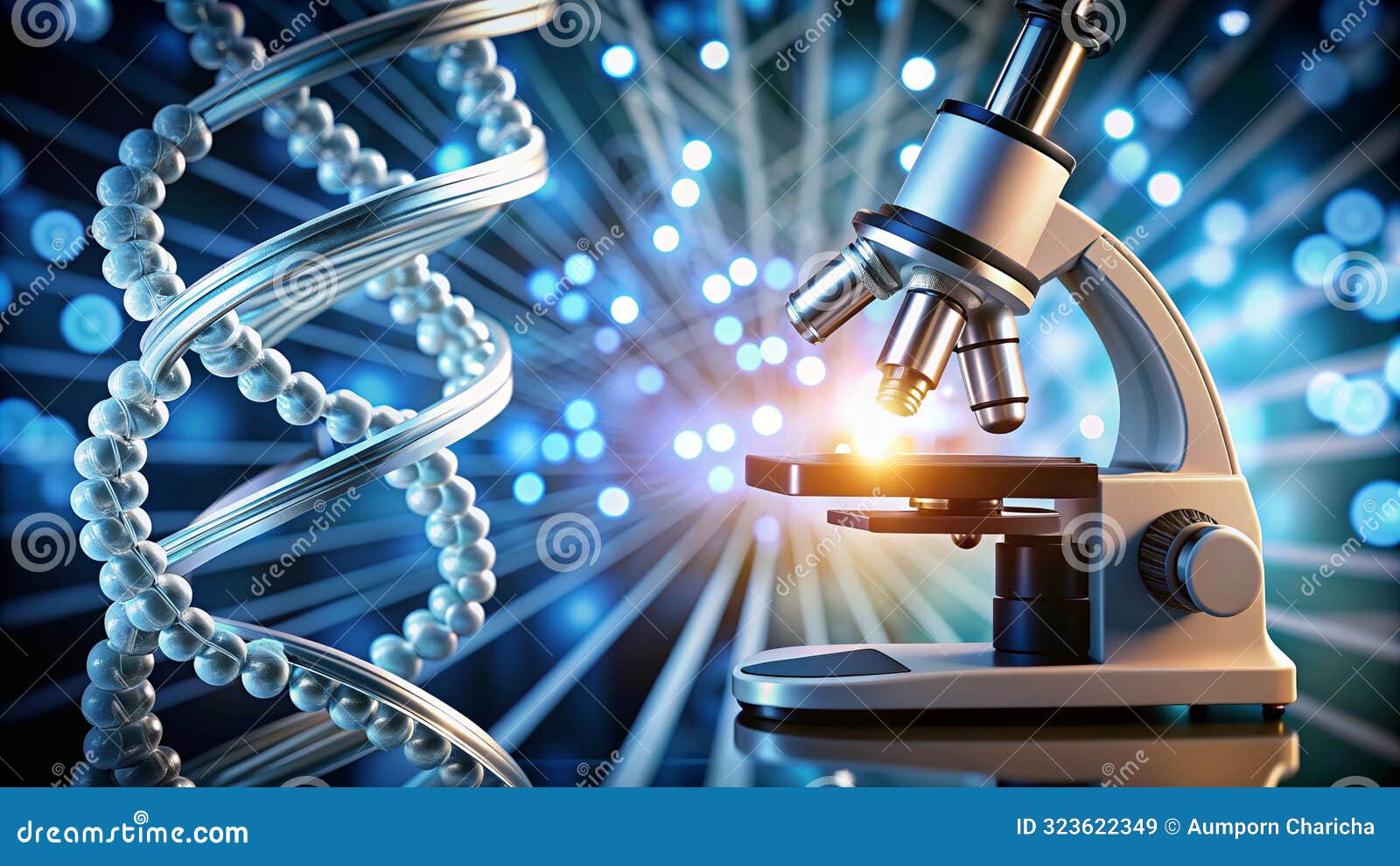 Genetically Modified DNA Under the Microscope AI Generative Stock Image ...