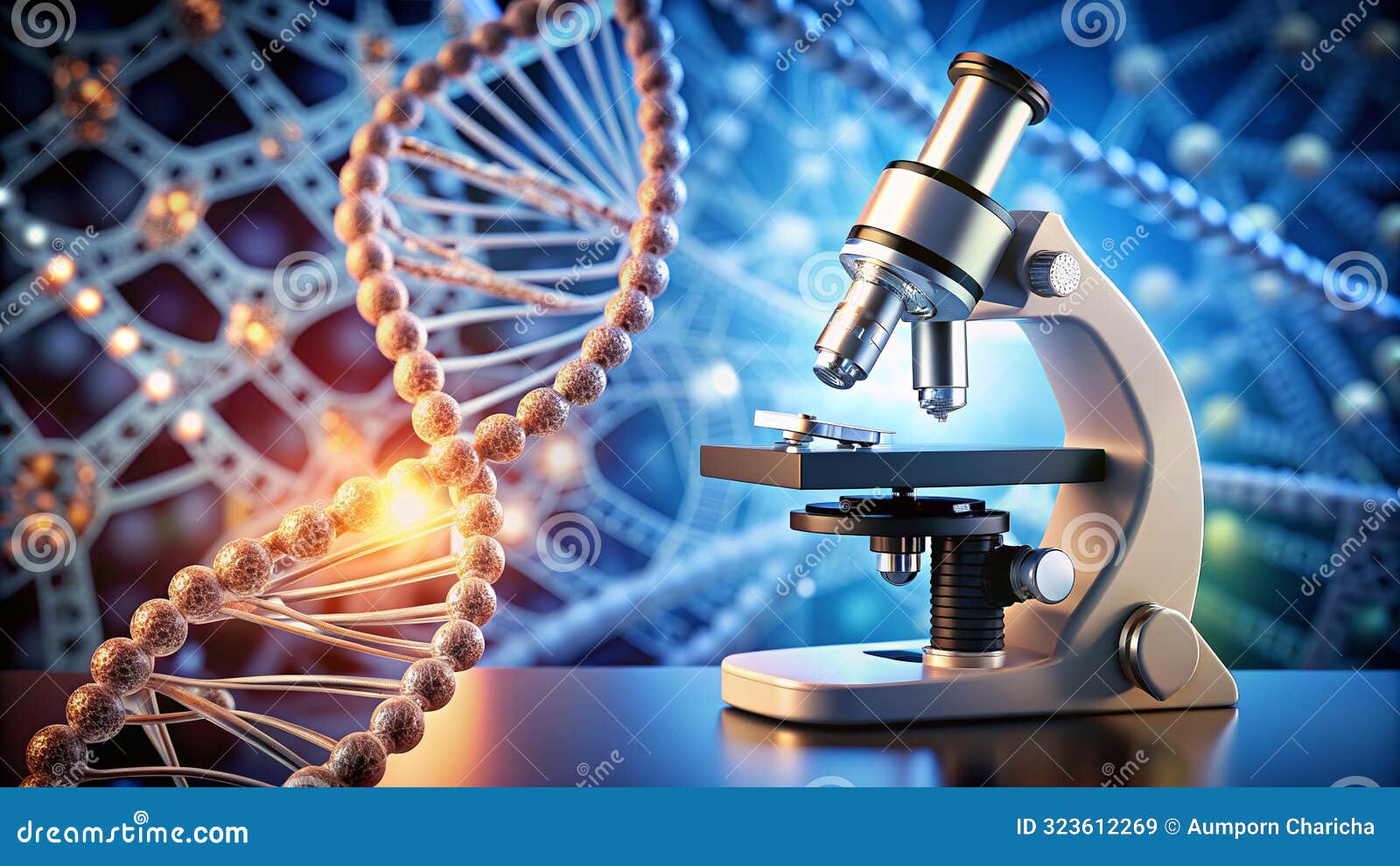 Genetically Modified DNA Under the Microscope Generative by AI Stock ...