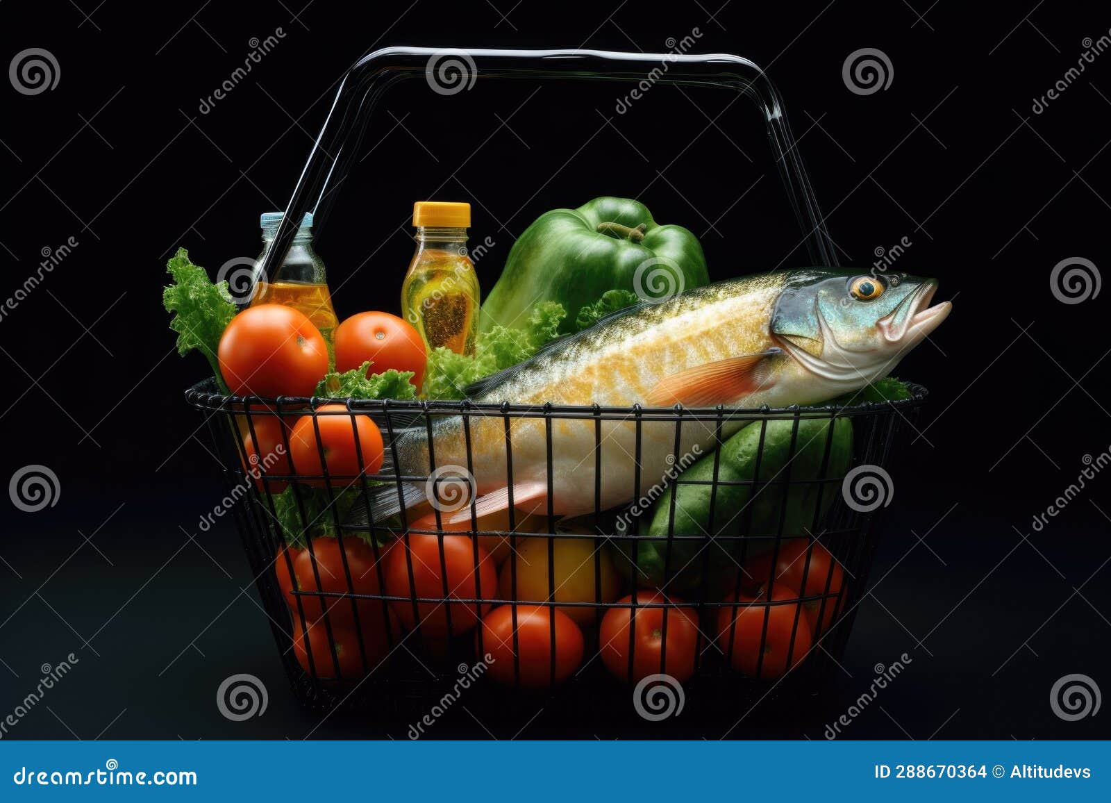 Genetically Modified Food Products in a Shopping Basket Stock Photo ...