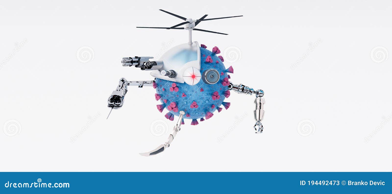 Genetically Modified Nanobot Virus Isolated on White, Microbiology and ...