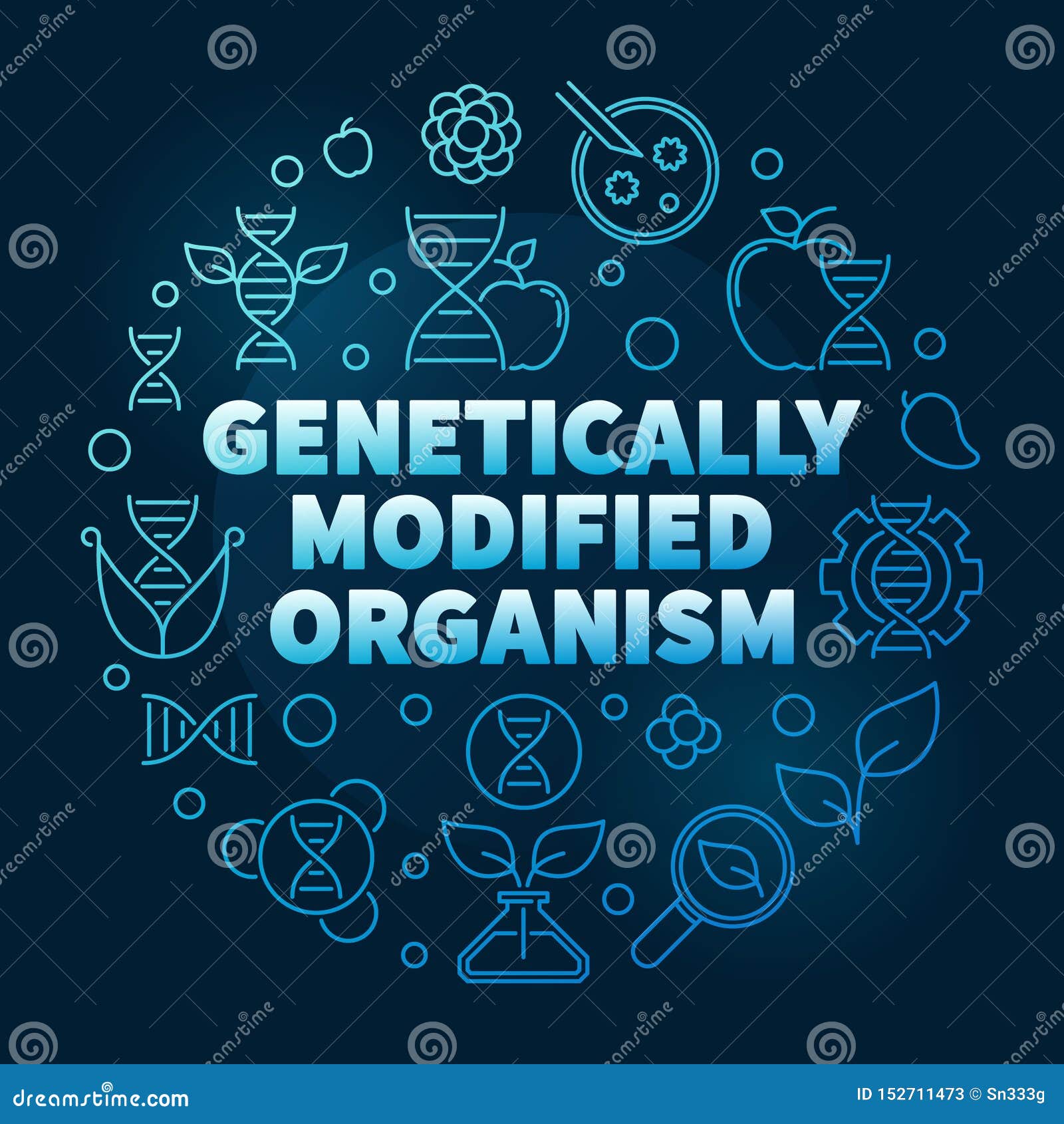 Genetically Modified Organism Vector Line Blue Illustration Stock ...