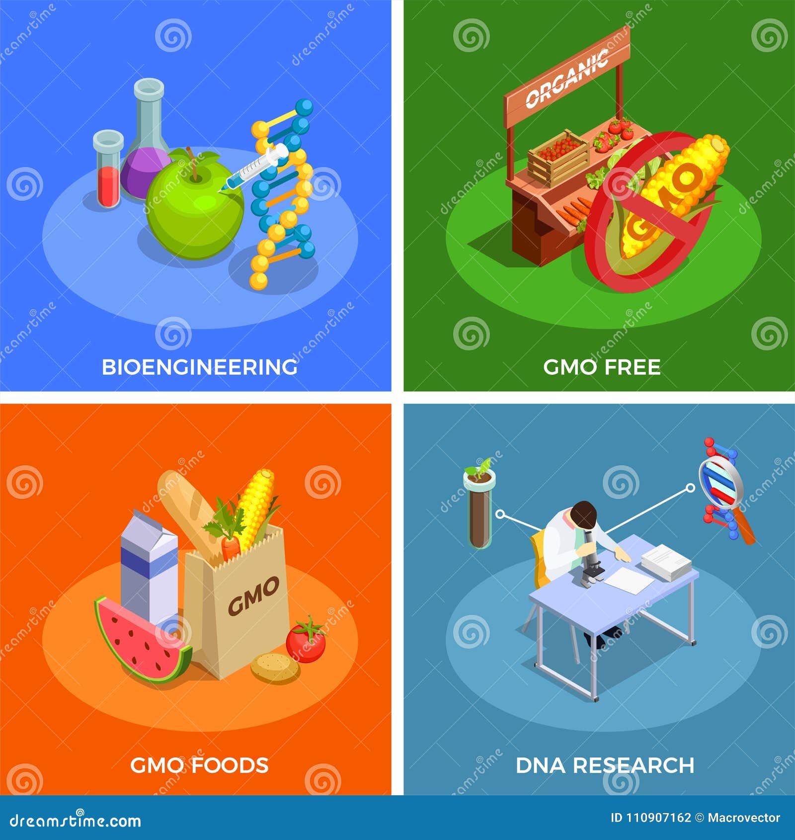 Genetically Modified Organisms Isometric Concept Stock Vector ...