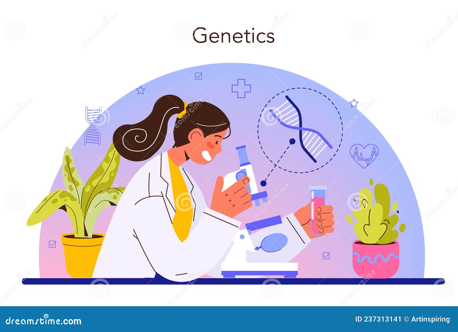Geneticist Concept. Medicine and Science Technology Stock Vector ...