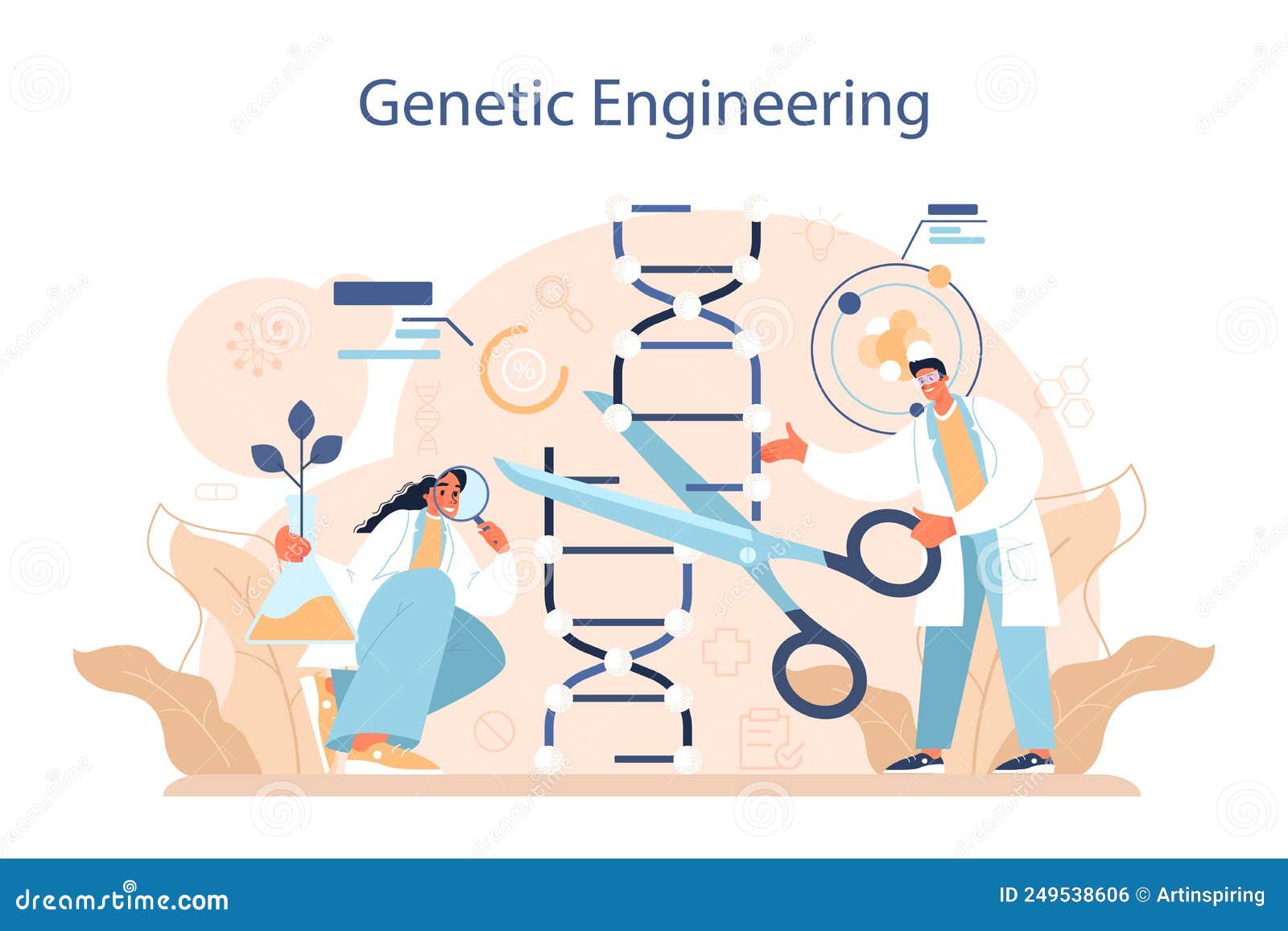 Geneticist Concept. Medicine and Science Technology Stock Illustration ...