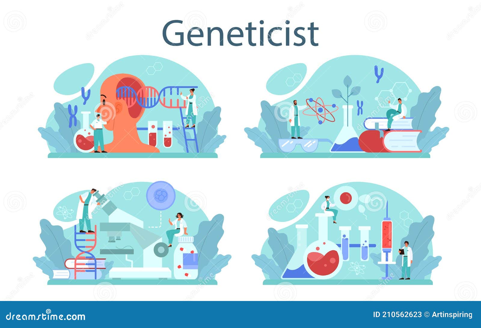 Geneticist Concept Set. Medicine and Science Technology Stock Vector ...
