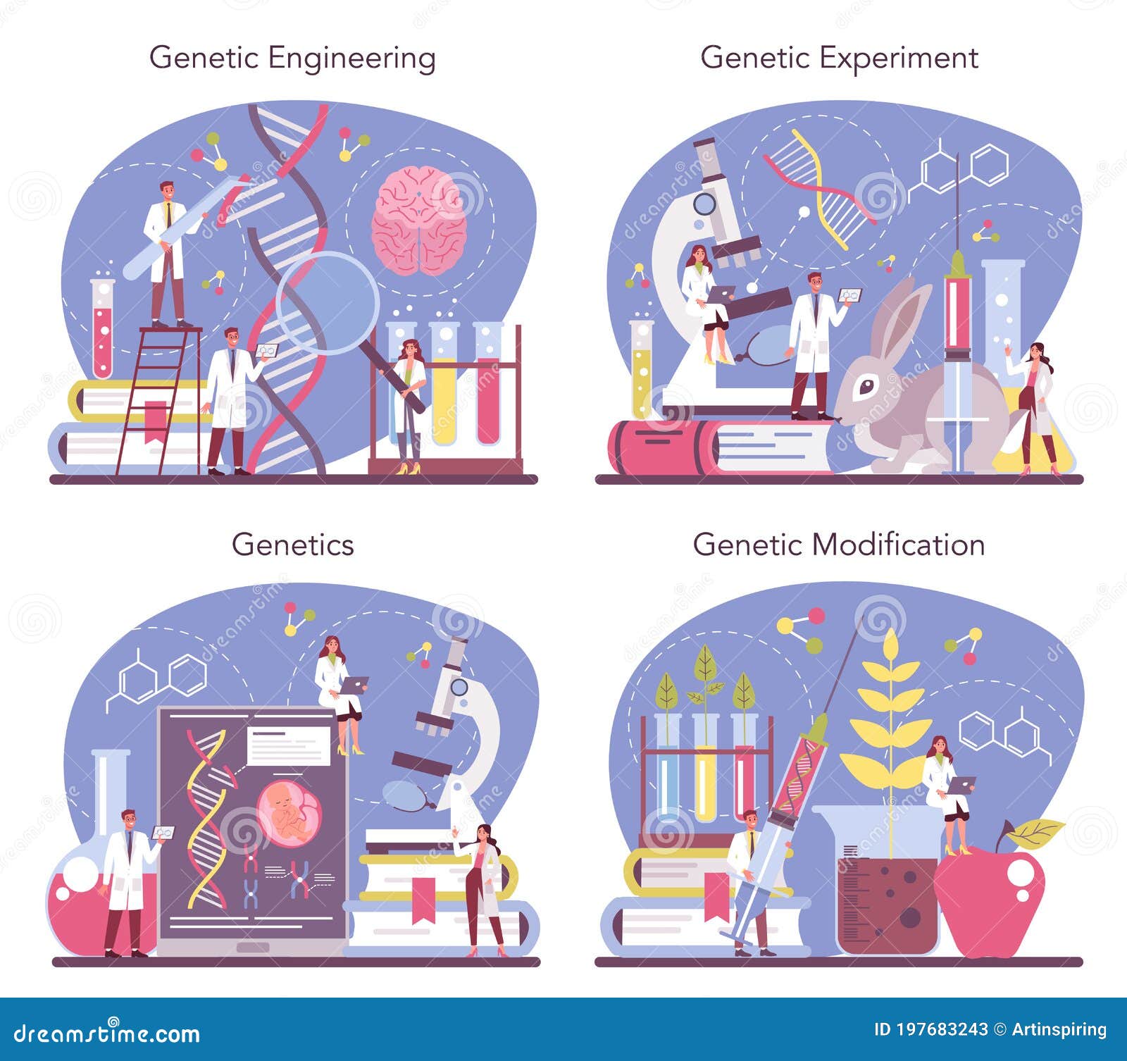 Geneticist Concept Set. Medicine and Science Technology Stock Vector ...