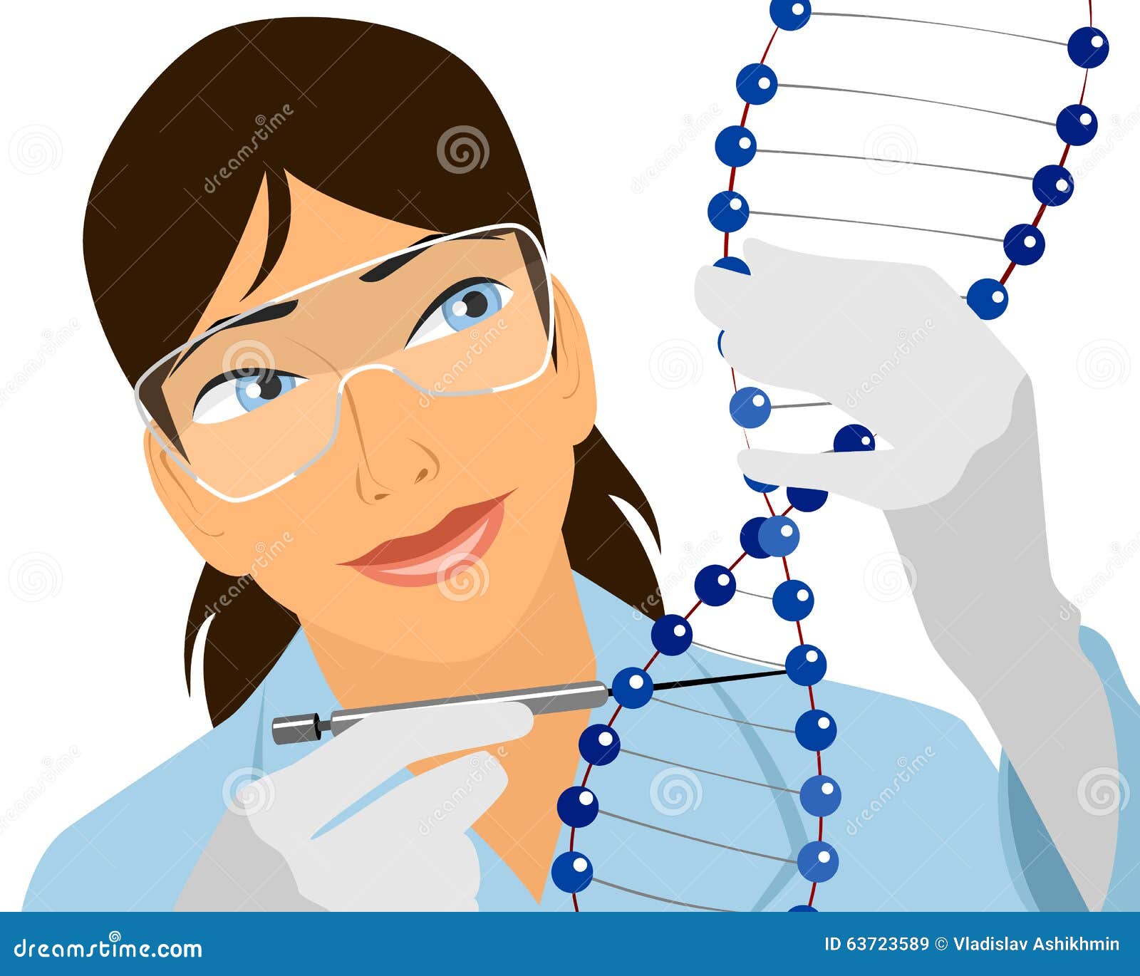 Geneticist with DNA Molecule Stock Vector - Illustration of model ...