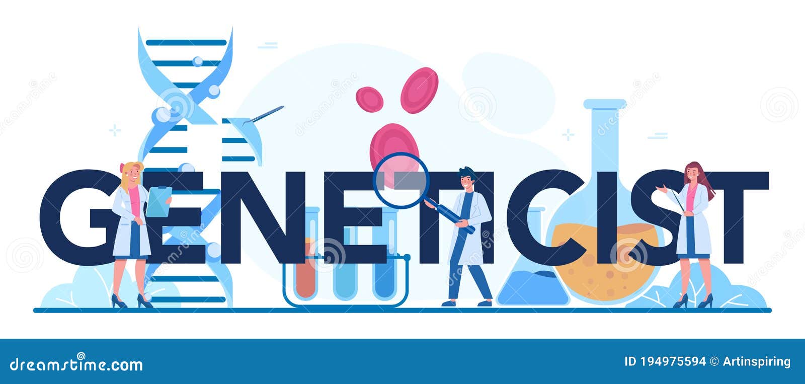 Geneticist Typographic Header. Medicine and Science Technology Stock ...