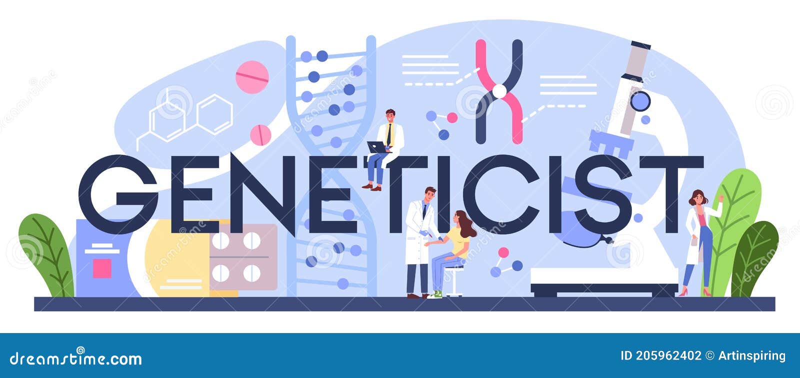 Geneticist Typographic Header. Medicine and Science Technology Stock ...
