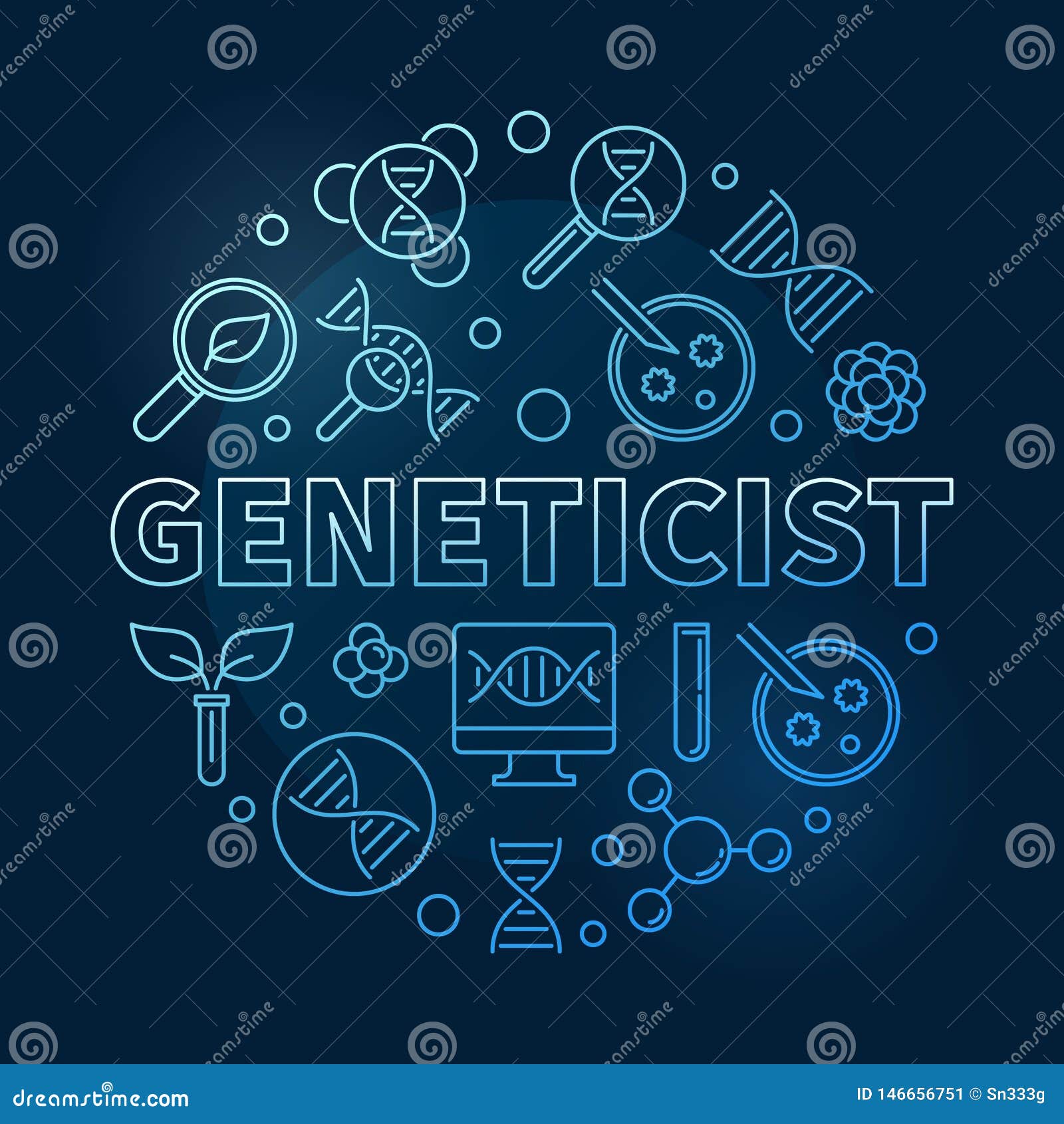Geneticist Illustration In Outline Style. Vector Linear Banner ...