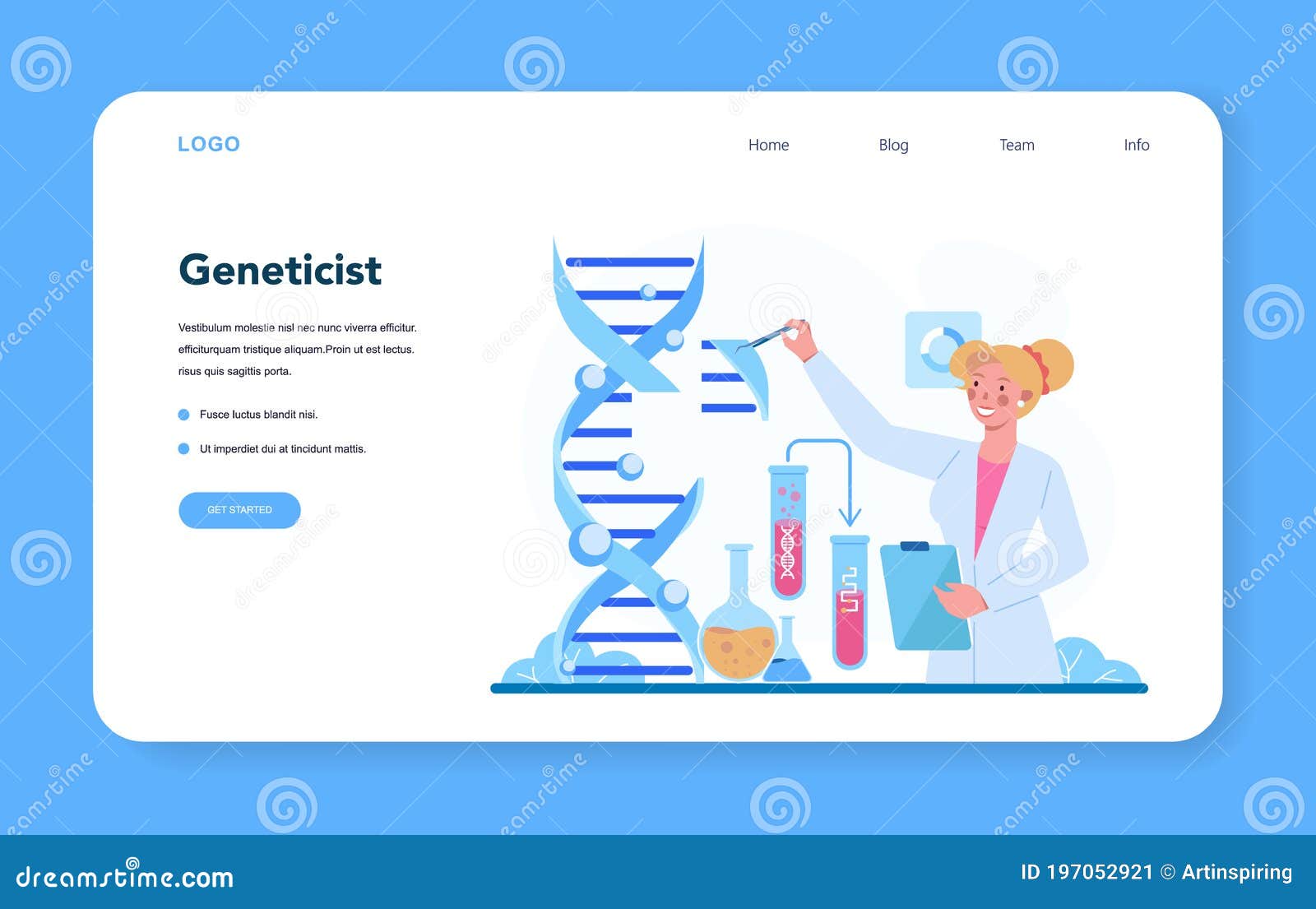 Geneticist Web Banner or Landing Page. Medicine and Science Stock ...