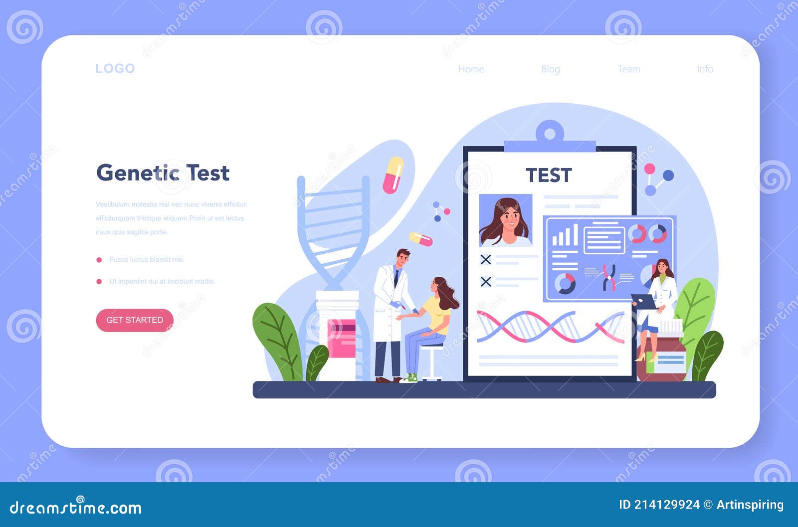 Geneticist Web Banner or Landing Page. Medicine and Science Technology ...