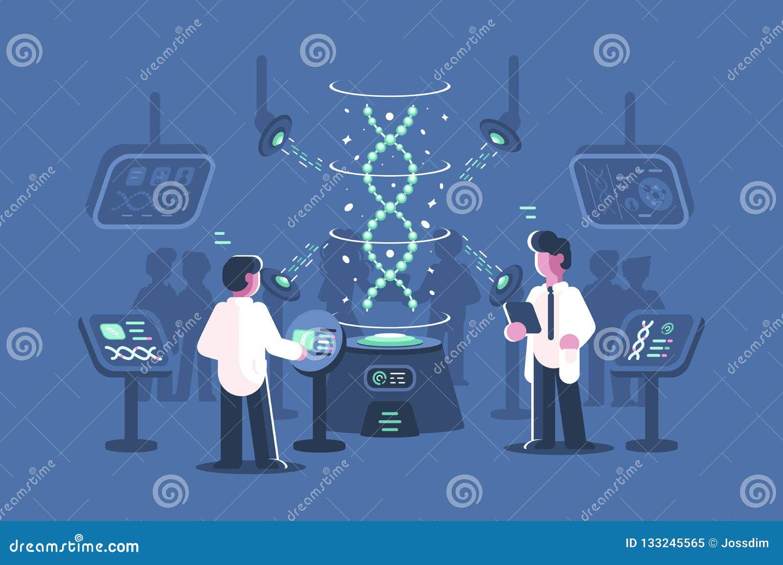 Genetics Doctors Researching Dna in Laboratory Stock Vector ... Genetics Doctors Researching Dna in Laboratory Stock Vector ...