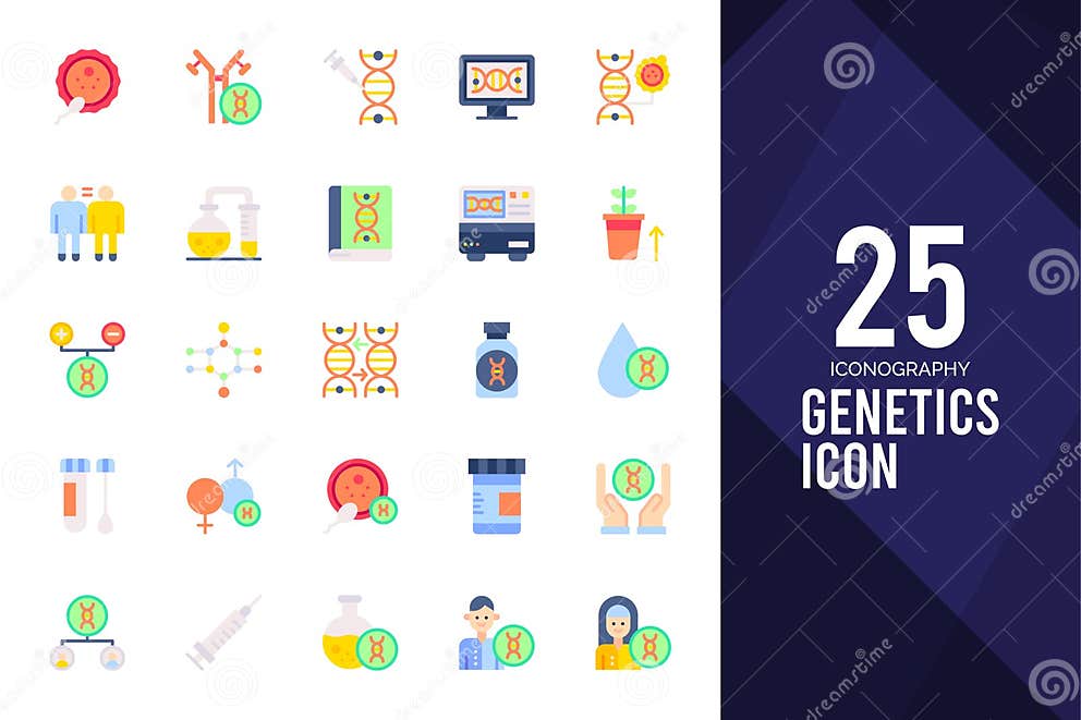 25 Genetics Flat Icon Pack. Vector Illustration Stock Vector ...