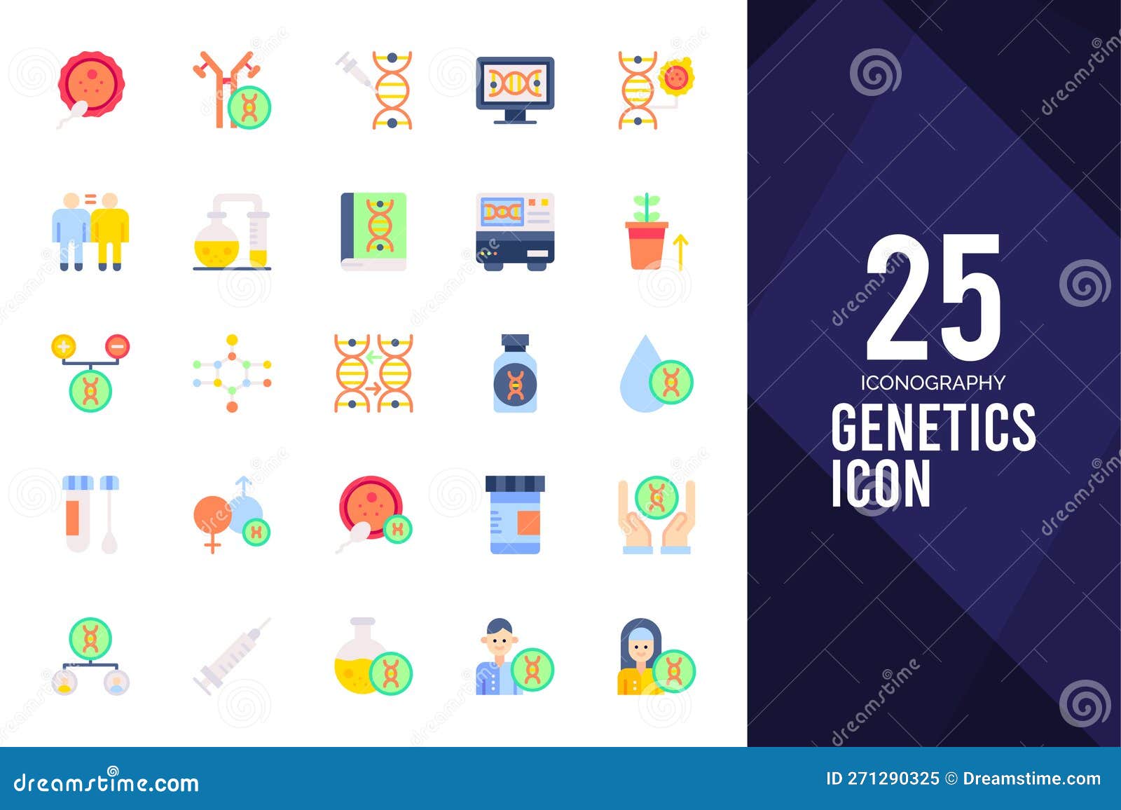 25 Genetics Flat Icon Pack. Vector Illustration Stock Vector ...