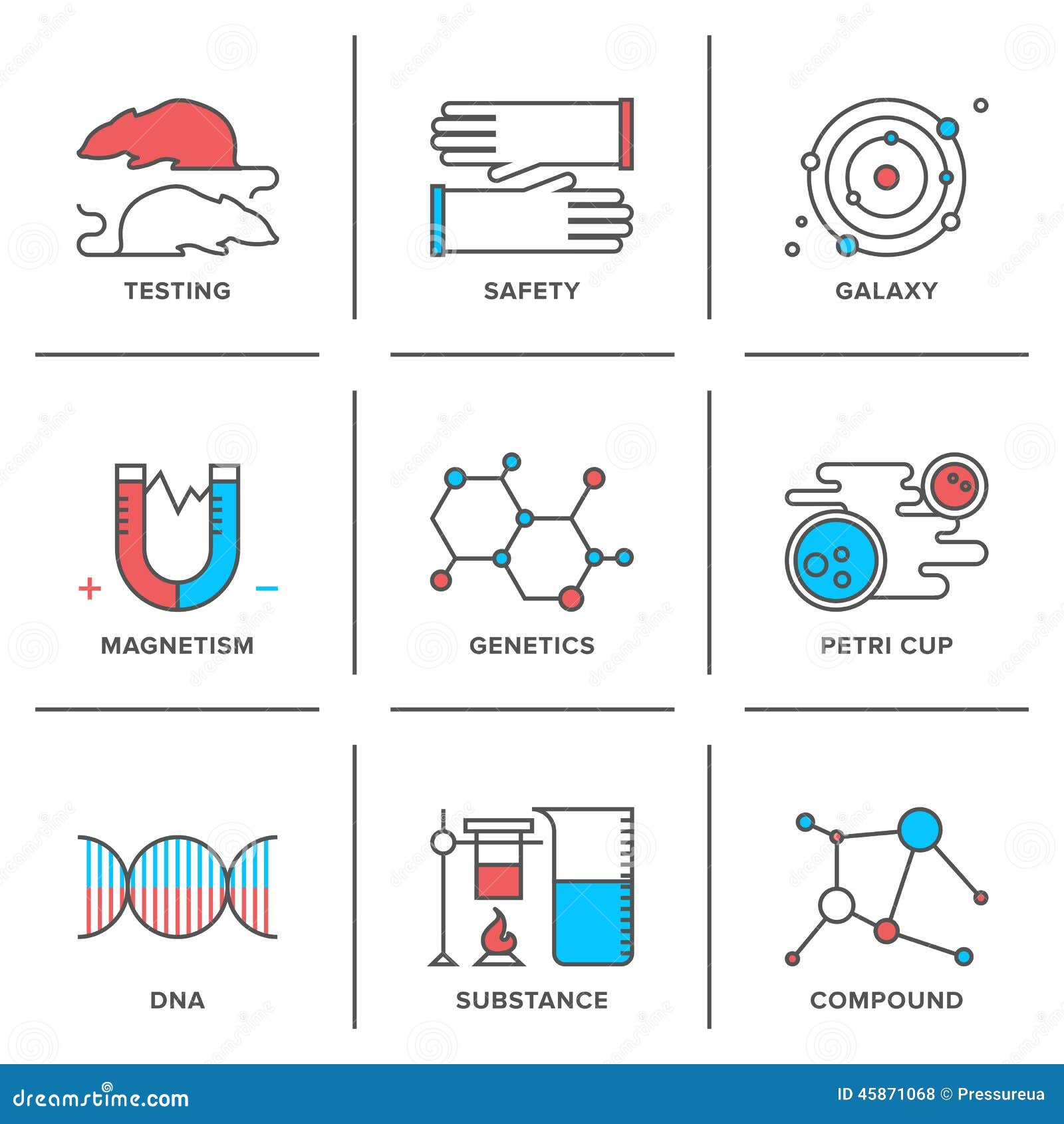Genetics and Lab Testing Line Icons Set Stock Illustration ...