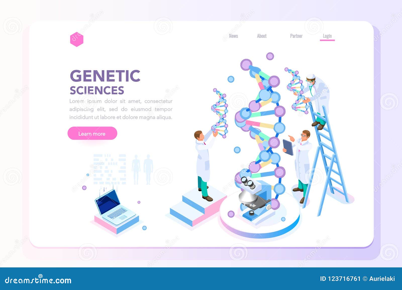 Genetics Laboratory Biotech Biochemistry Homepage Stock Vector ...