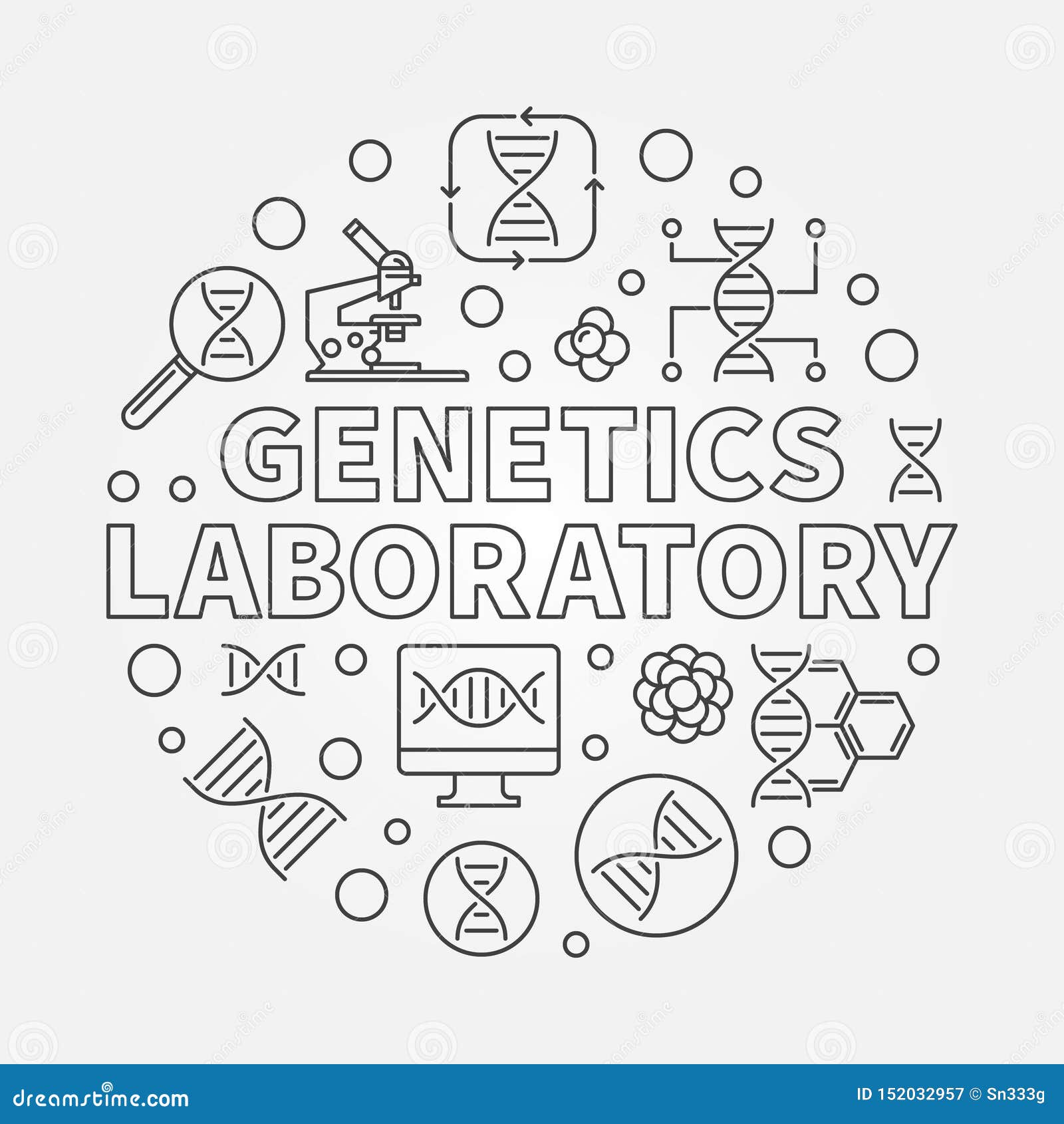 Genetics Laboratory Vector Outline Horizontal Banner | CartoonDealer ...