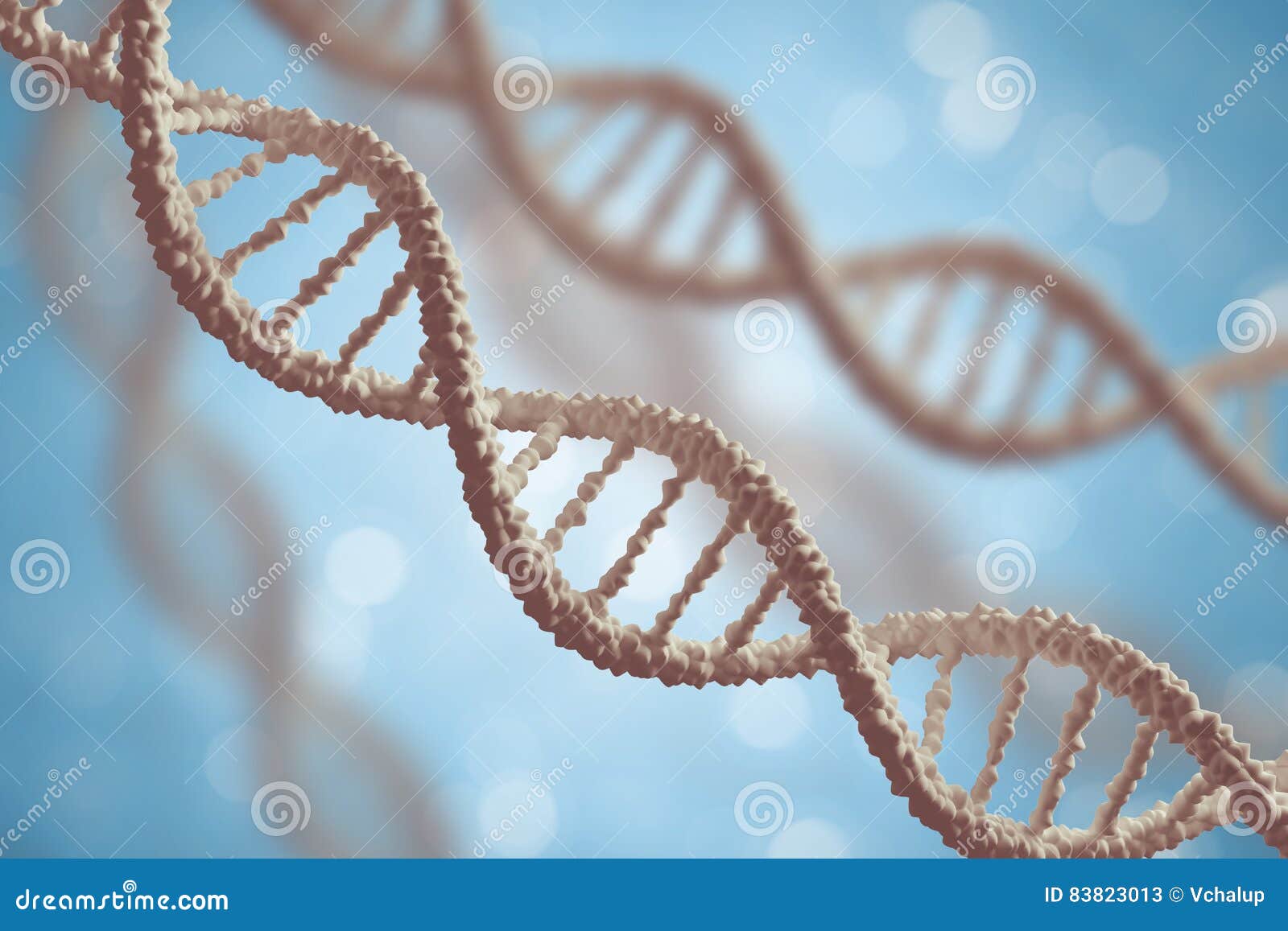 Genetics And Microbiology Concept. DNA Molecules On Blue Background ...