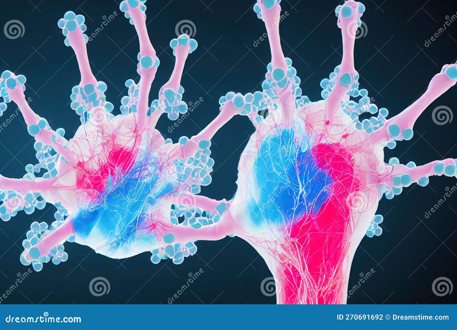 Genetics and Modeling in Science of Cell Molecule Closeup and Atoms in ...