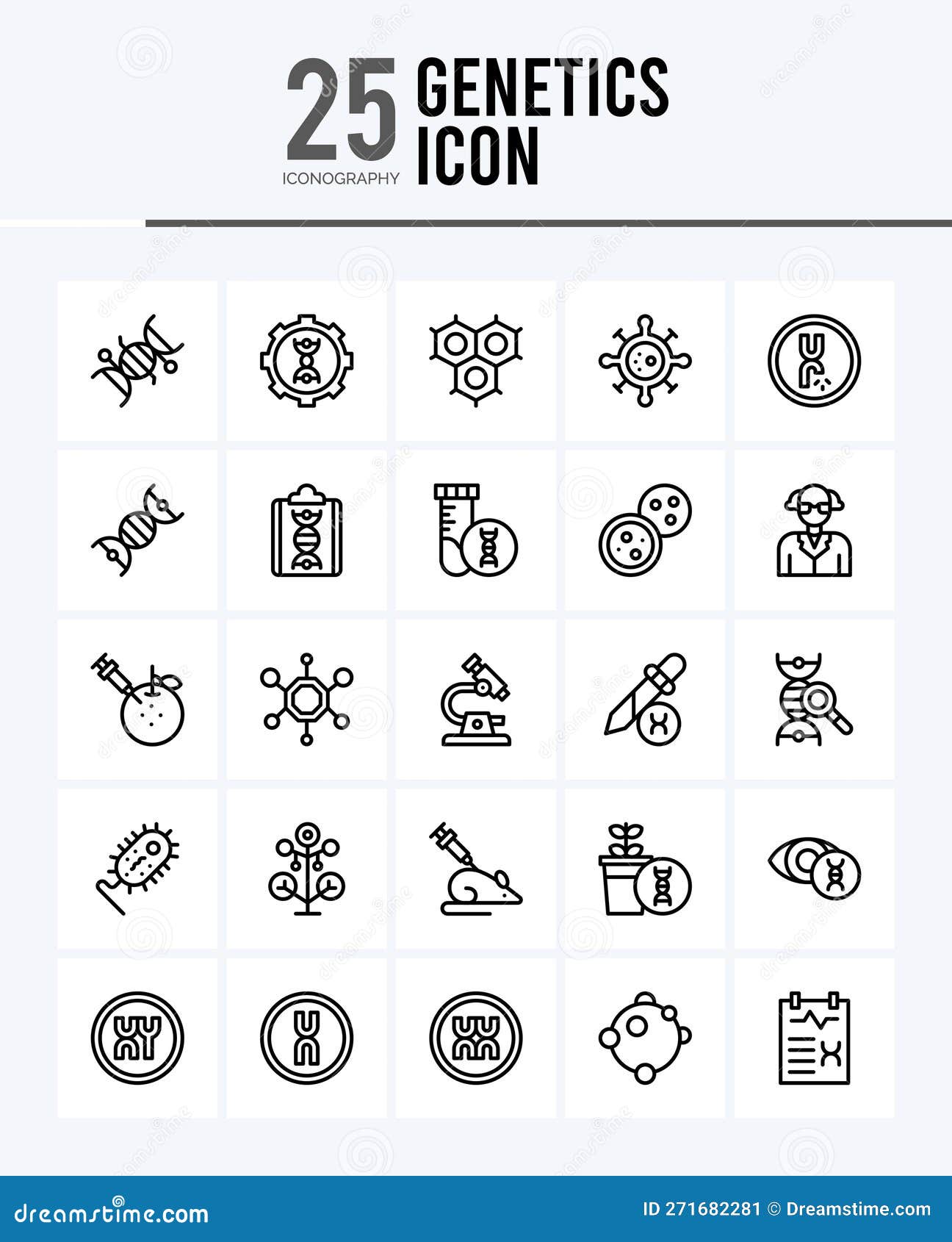 25 Genetics Outline Icons Pack Vector Illustration Stock Vector ...