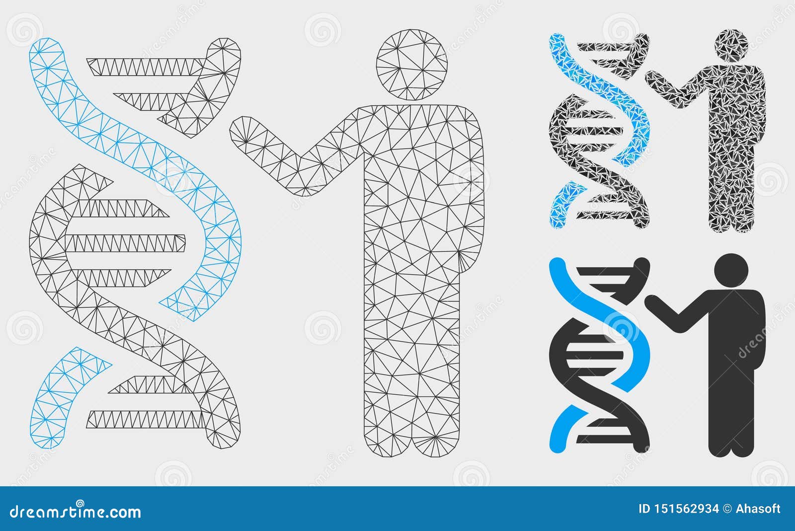 Genetics Report Vector Mesh Wire Frame Model and Triangle Mosaic Icon ...
