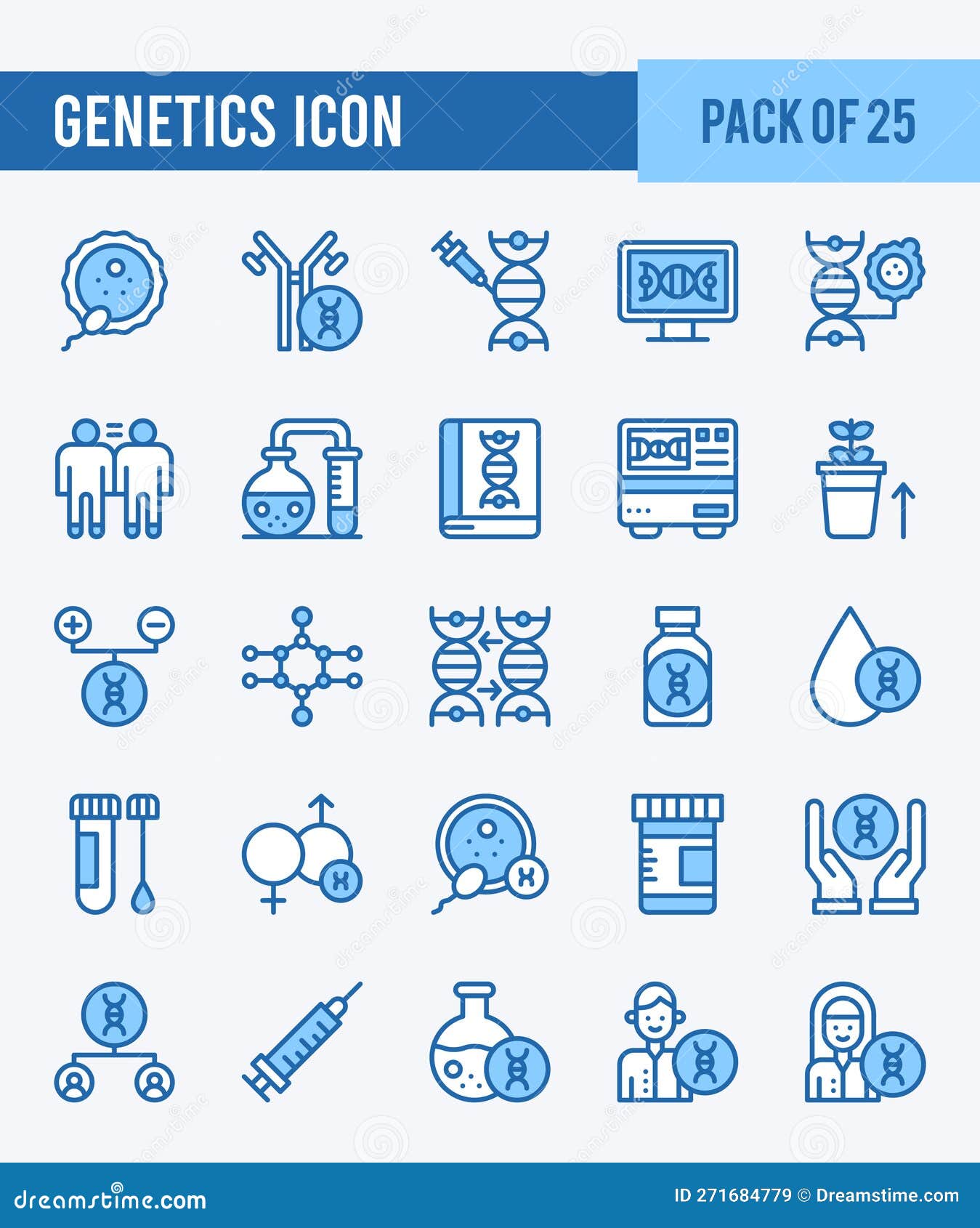 25 Genetics. Two Color Icons Pack. Vector Illustration Stock Vector ...