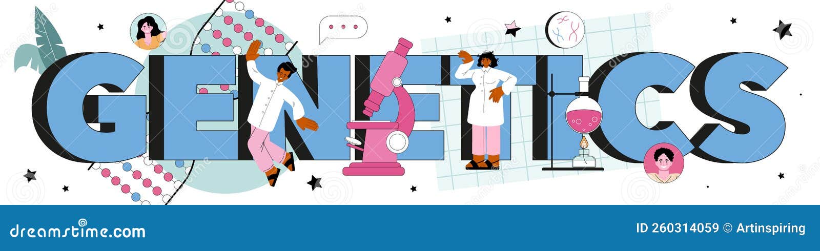 Genetics Typographic Header. Medicine and Science Technology Stock ...