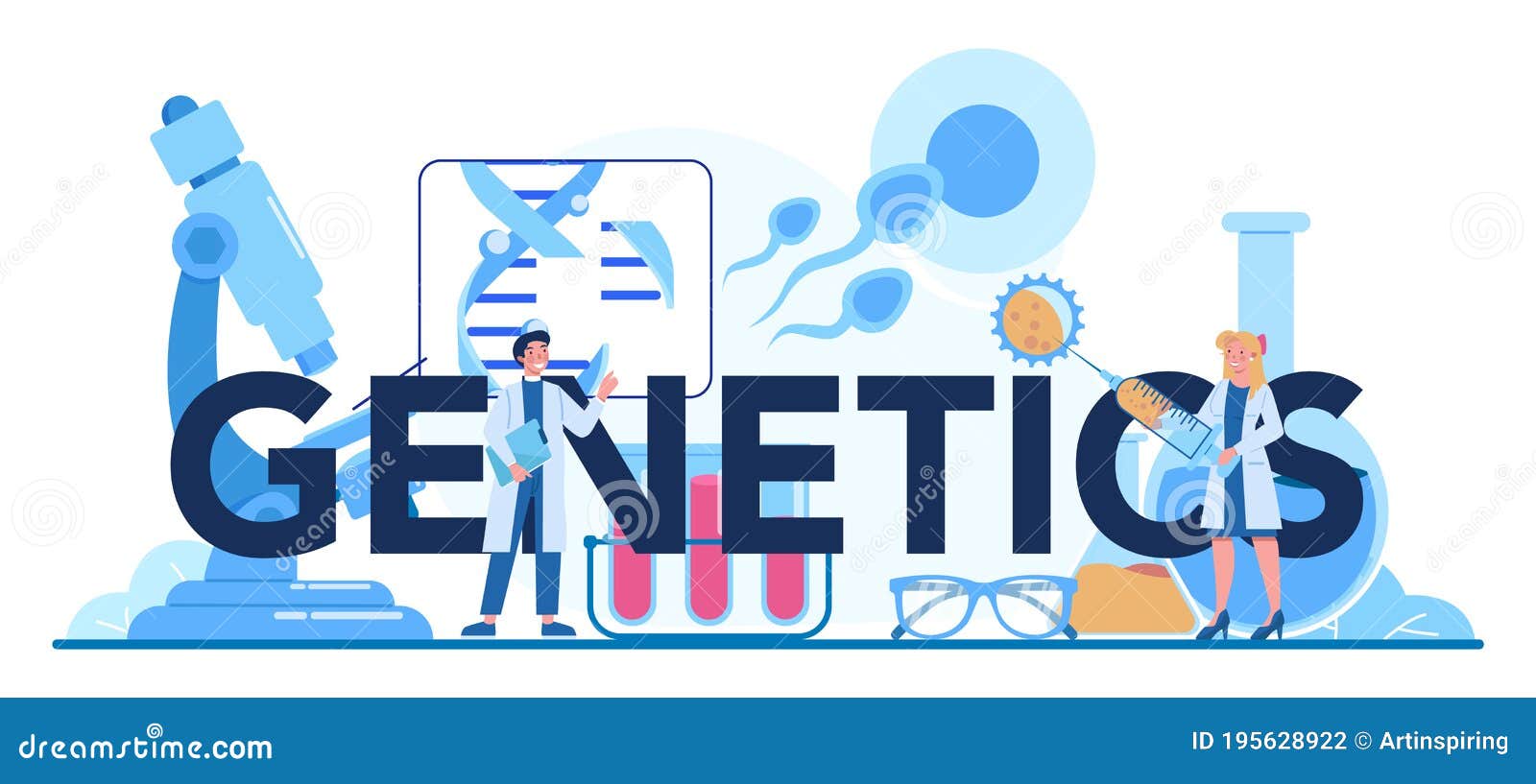 Genetics Typographic Header. Medicine and Science Technology Stock ...