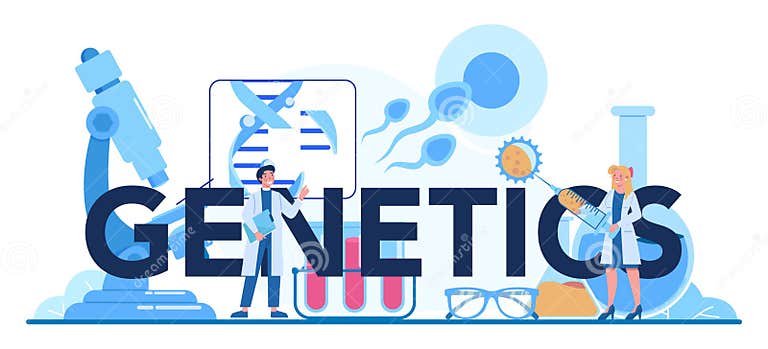 Genetics Typographic Header. Medicine and Science Technology Stock ...
