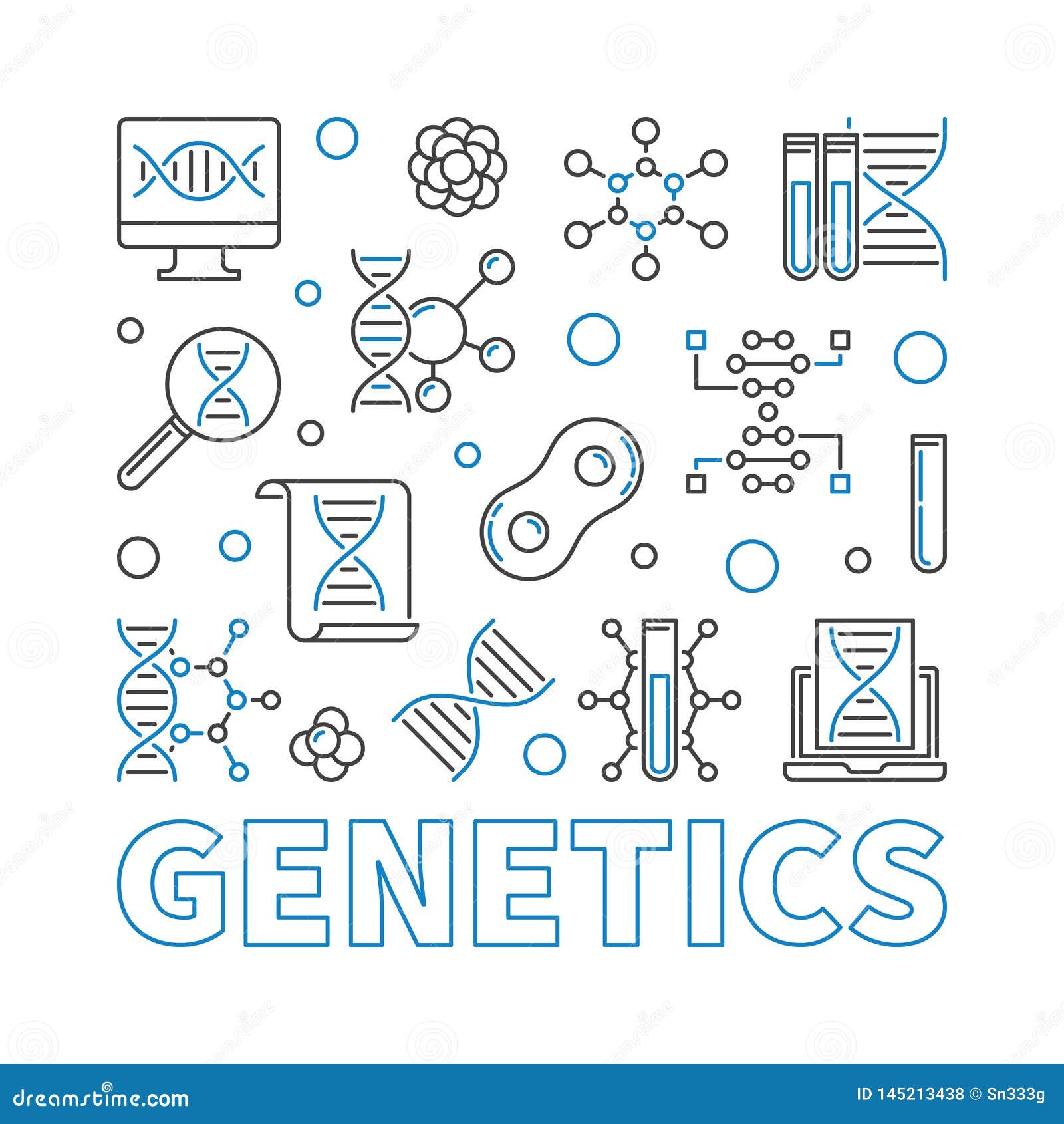 Genetics Vector Square Minimal Illustration in Thin Line Style Stock ...