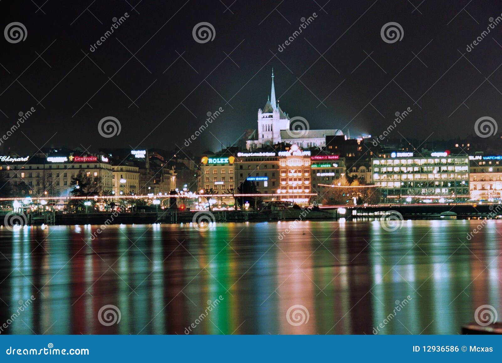 Geneva at night editorial photo. Image of canton, light - 12936586