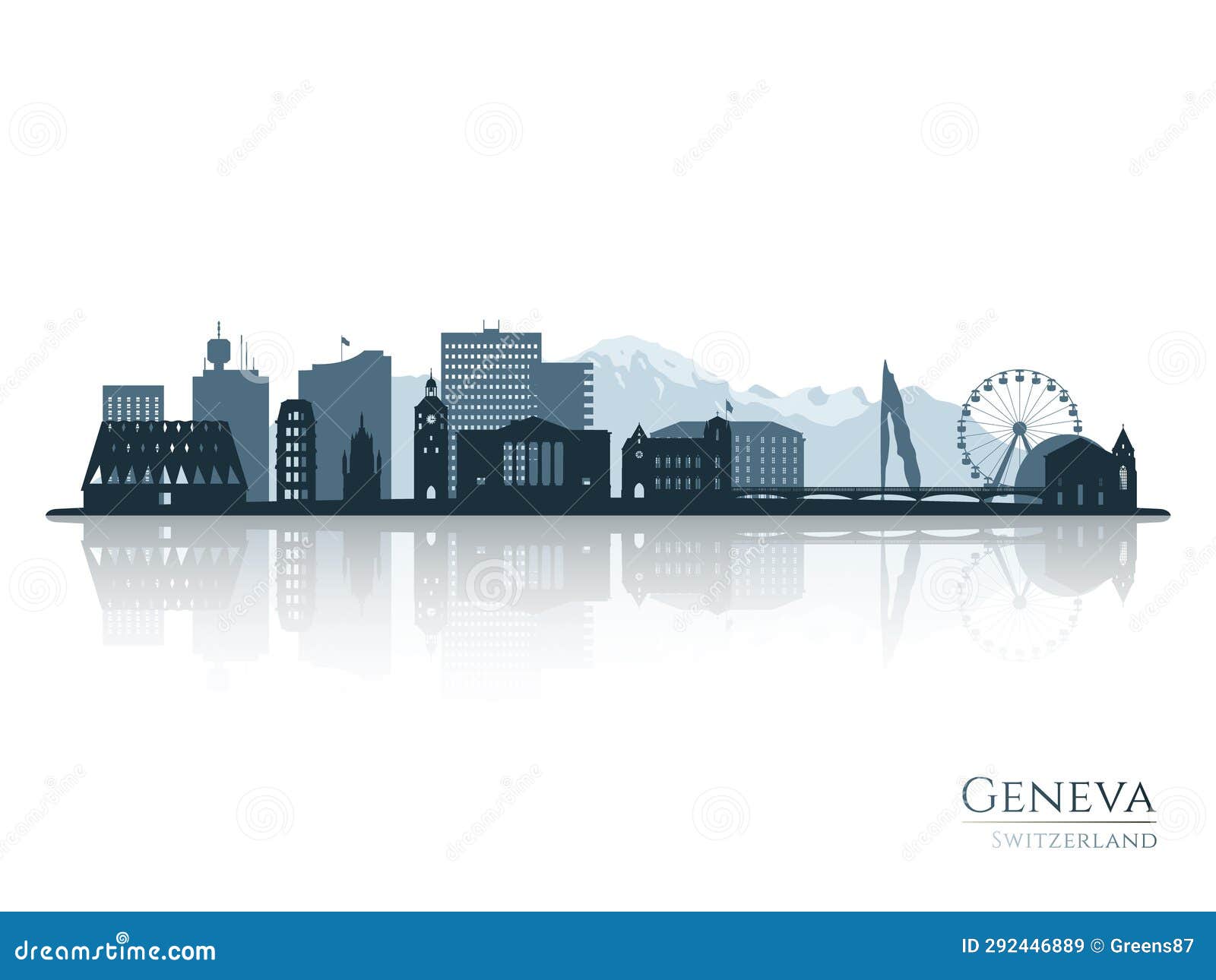 Geneva Skyline And Landmarks Silhouette Cartoon Vector | CartoonDealer ...