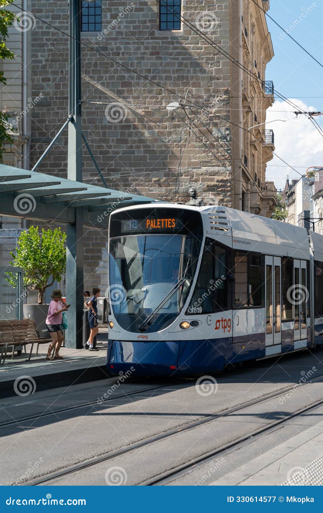 Lightrail Tram Train Pulls into a Station in Geneva, by TPG Editorial ...
