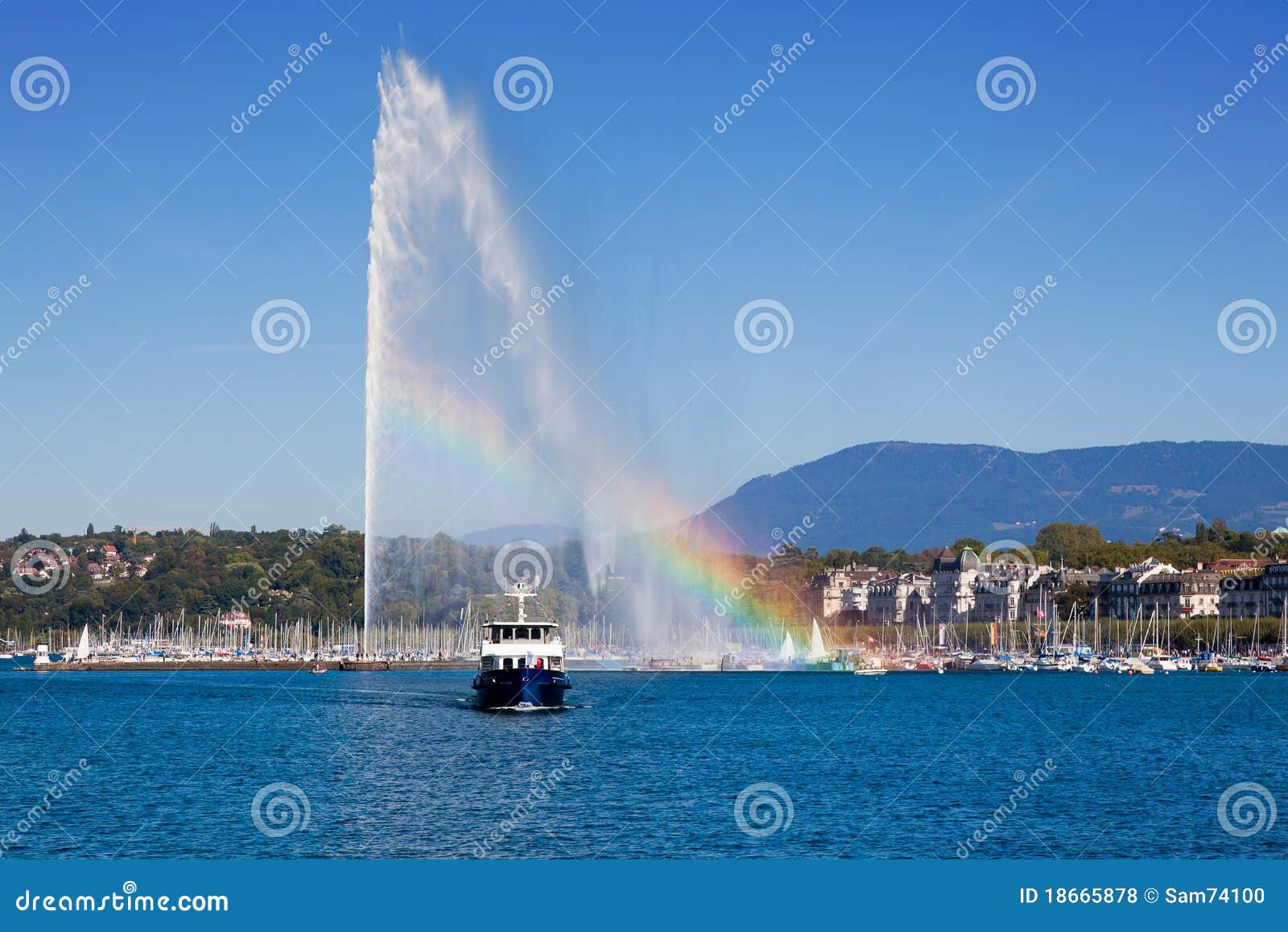Geneva water fountain stock photo. Image of skyline, tourism - 18665878