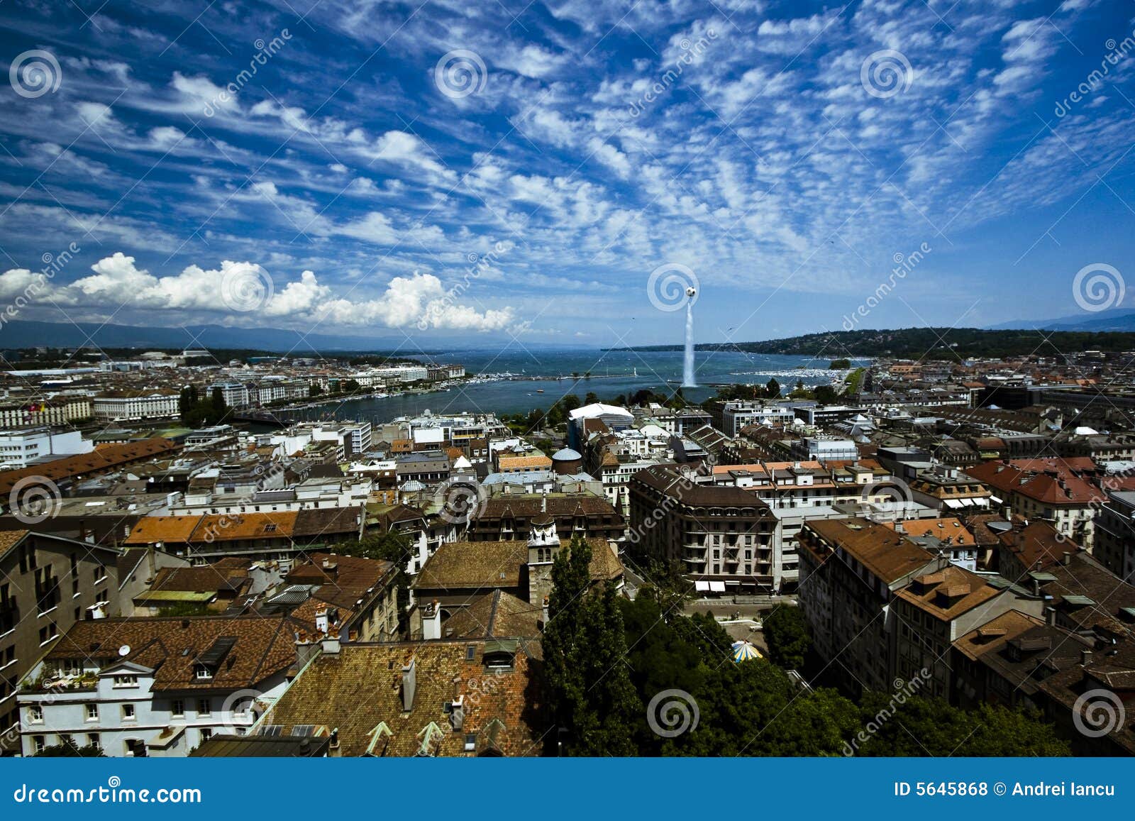 Geneva wide aerial view stock photo. Image of building - 5645868