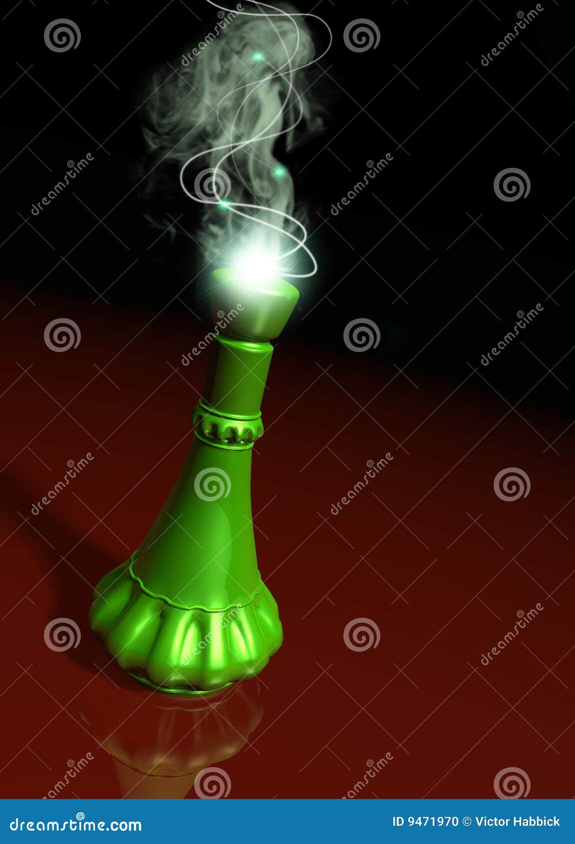 Genie Bottle and Smoke Rising Stock Illustration - Illustration of ...