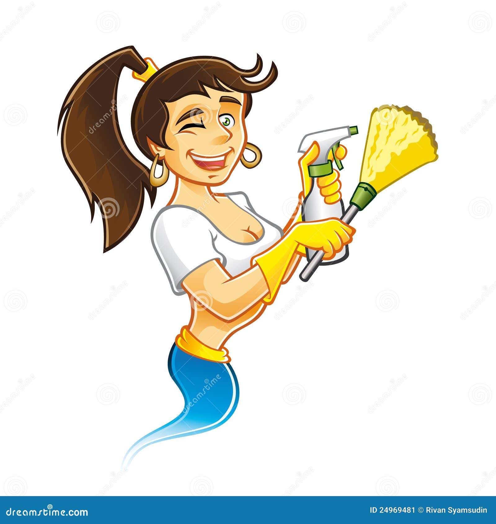 Genie Cleaner Female stock vector. Illustration of gloves - 24969481