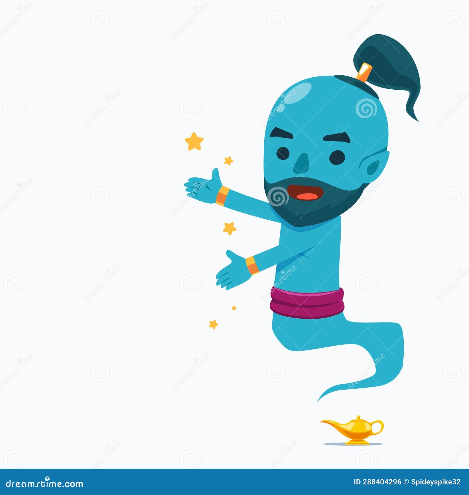 The Genie is Doing Presentation. Isolated Vector Illustration Stock ...