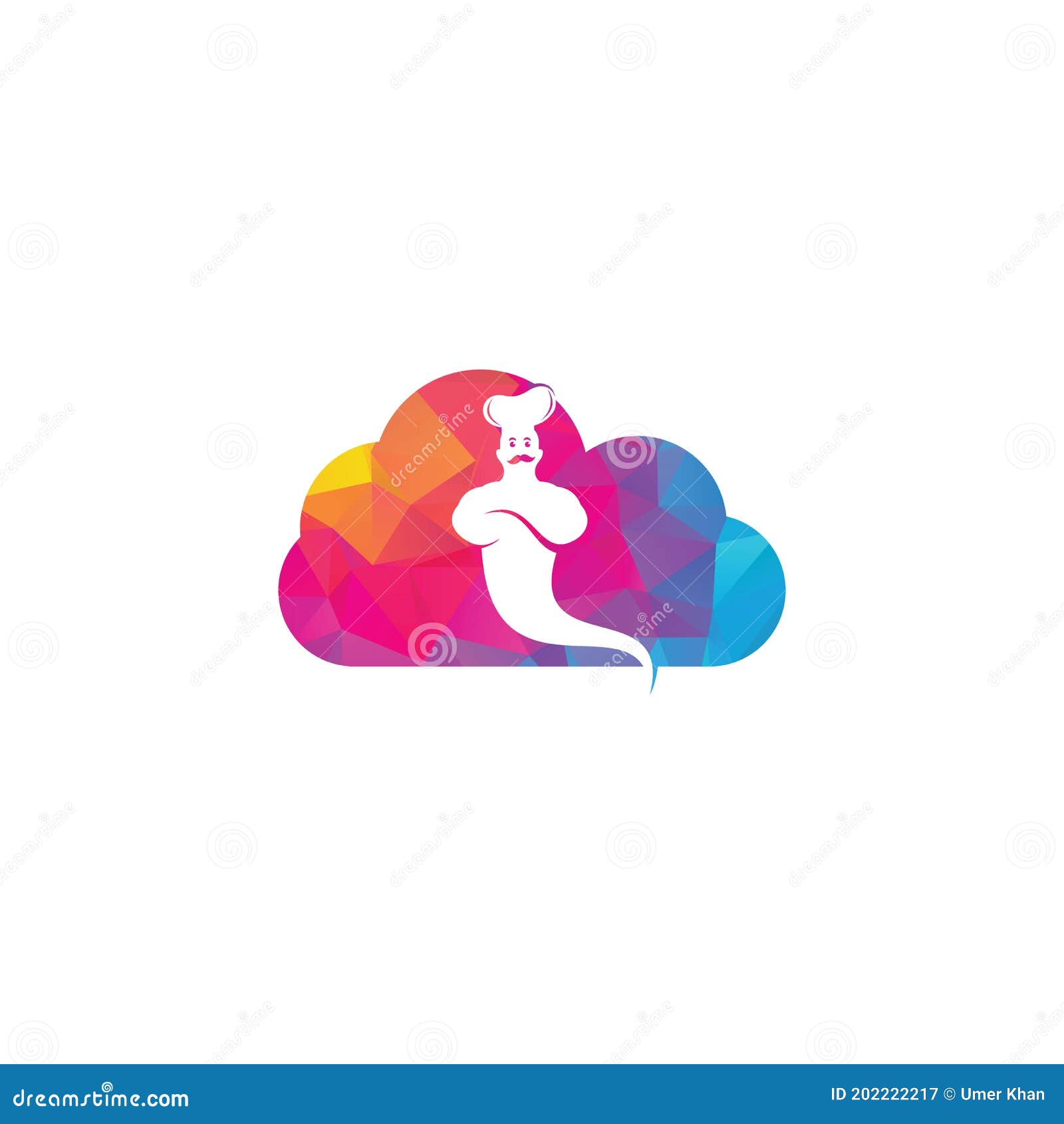 Genie Food Heart Shape Concept Logo Design. Cartoon Vector ...