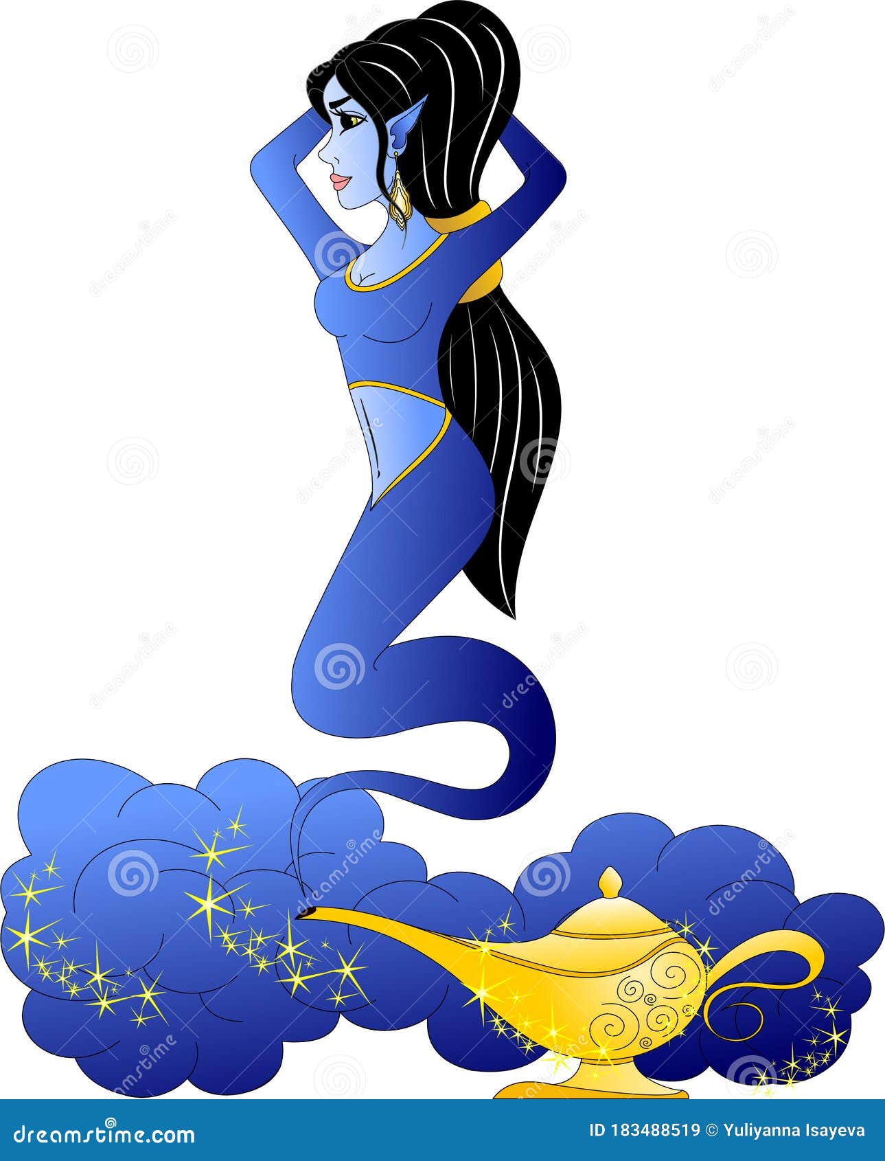 Genie Girl And Magic Lamp Stock Vector Illustration Of Magic 183488519