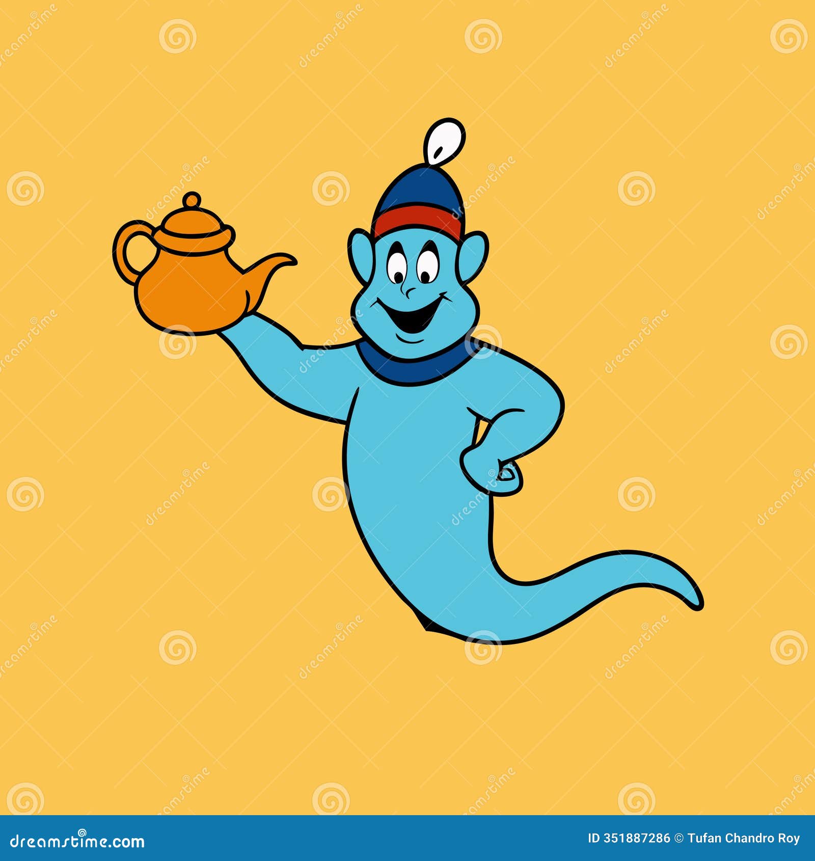 Genie Magic Lamp Aladdin Pantomime Cartoon | CartoonDealer.com #127663767