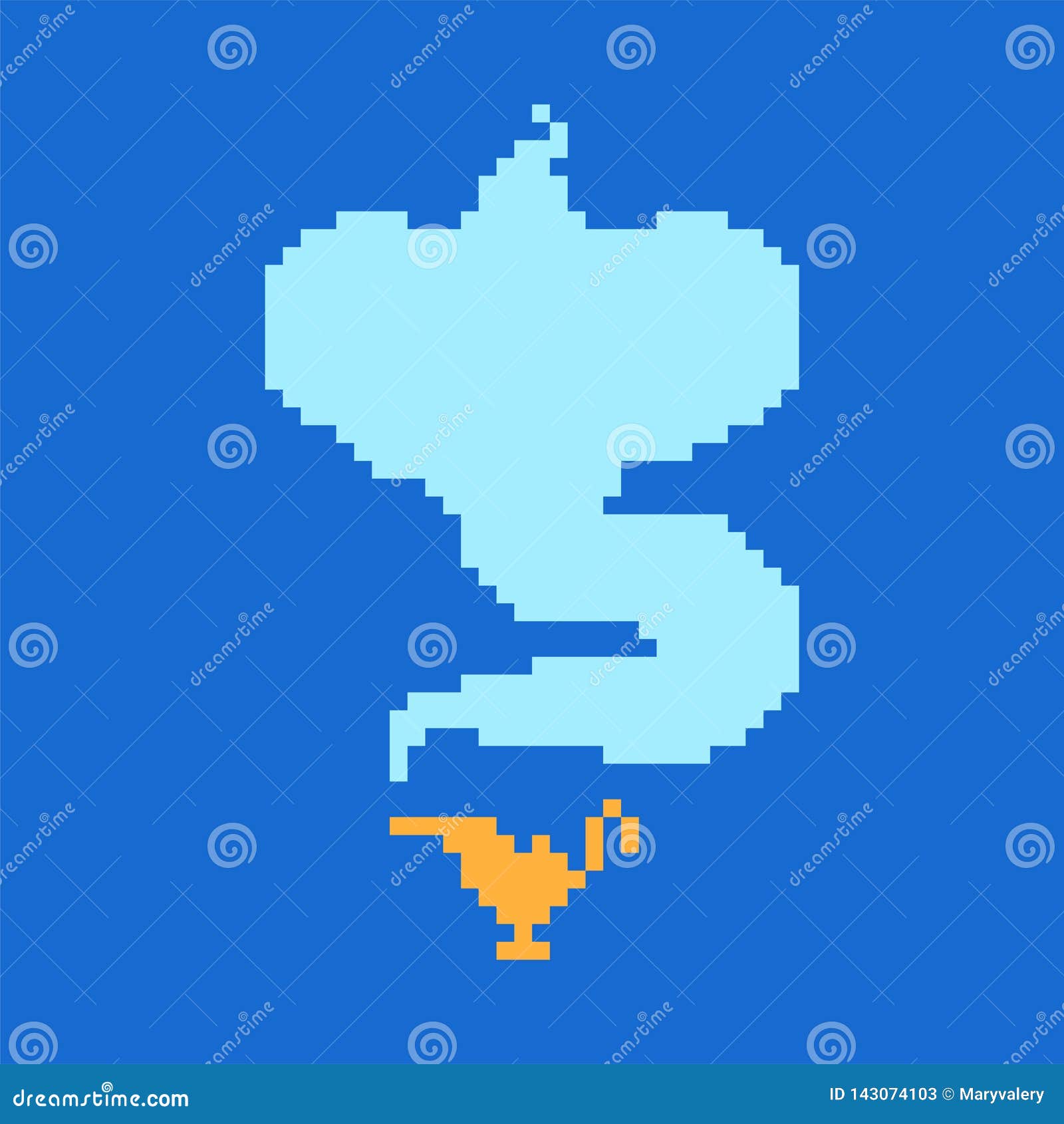 Genie Pixel Art. Magic Gold Lamp 8 Bit Stock Vector - Illustration of ...