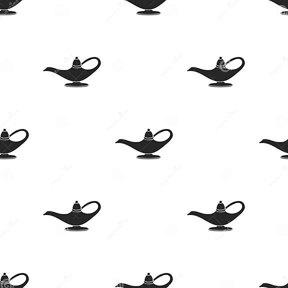 Genie`s Lamp Icon In Black Style Isolated On White Background Black