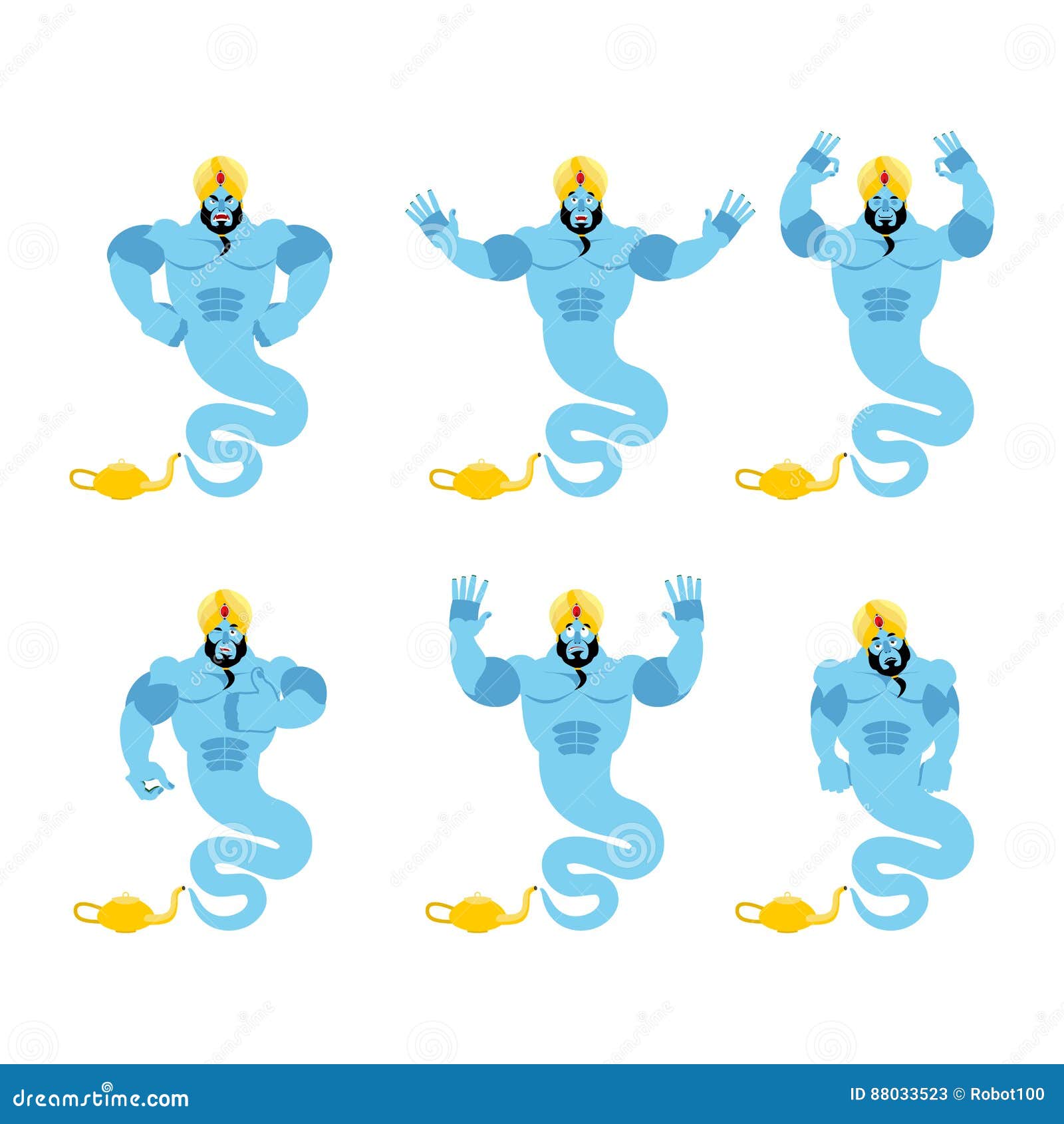 Genie Emoticon Emoji And Lamp Vector Illustration | CartoonDealer.com ...