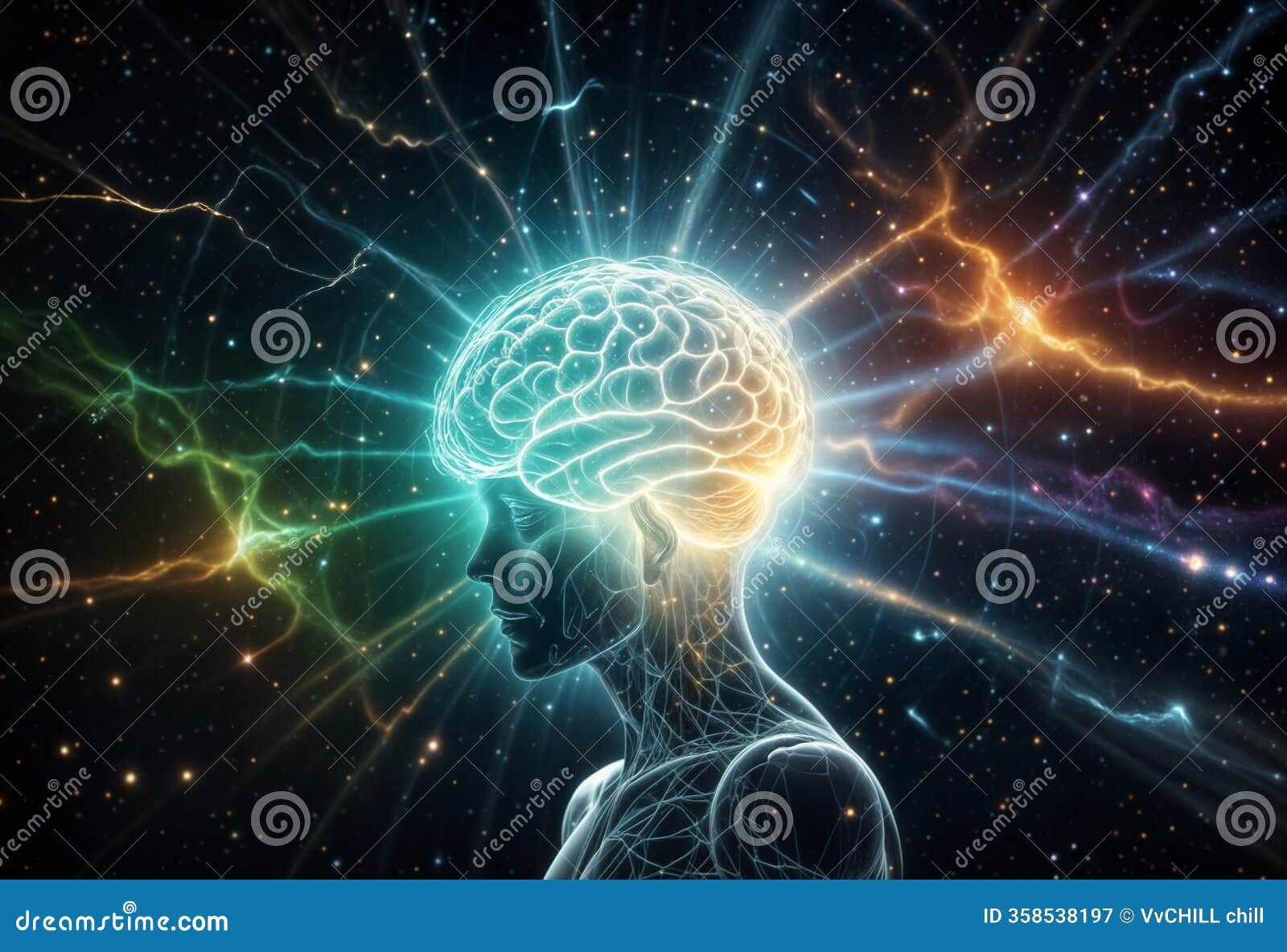 Genius Brain, Shining Intelligence of the Future World Universe Stock ...