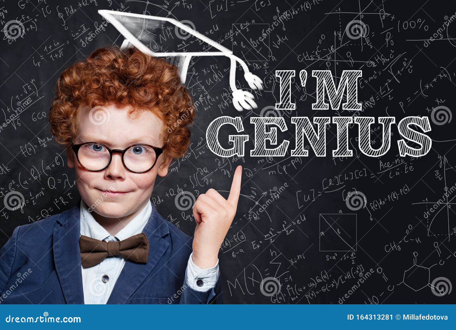 Genius Child in Graduation Hat Portrait Stock Image - Image of develop ...
