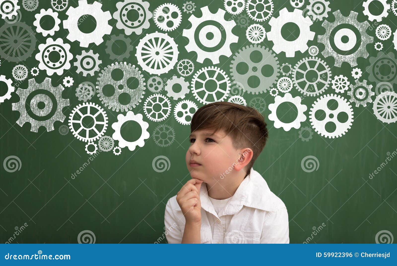 Genius child thinking stock photo. Image of back, draw - 59922396