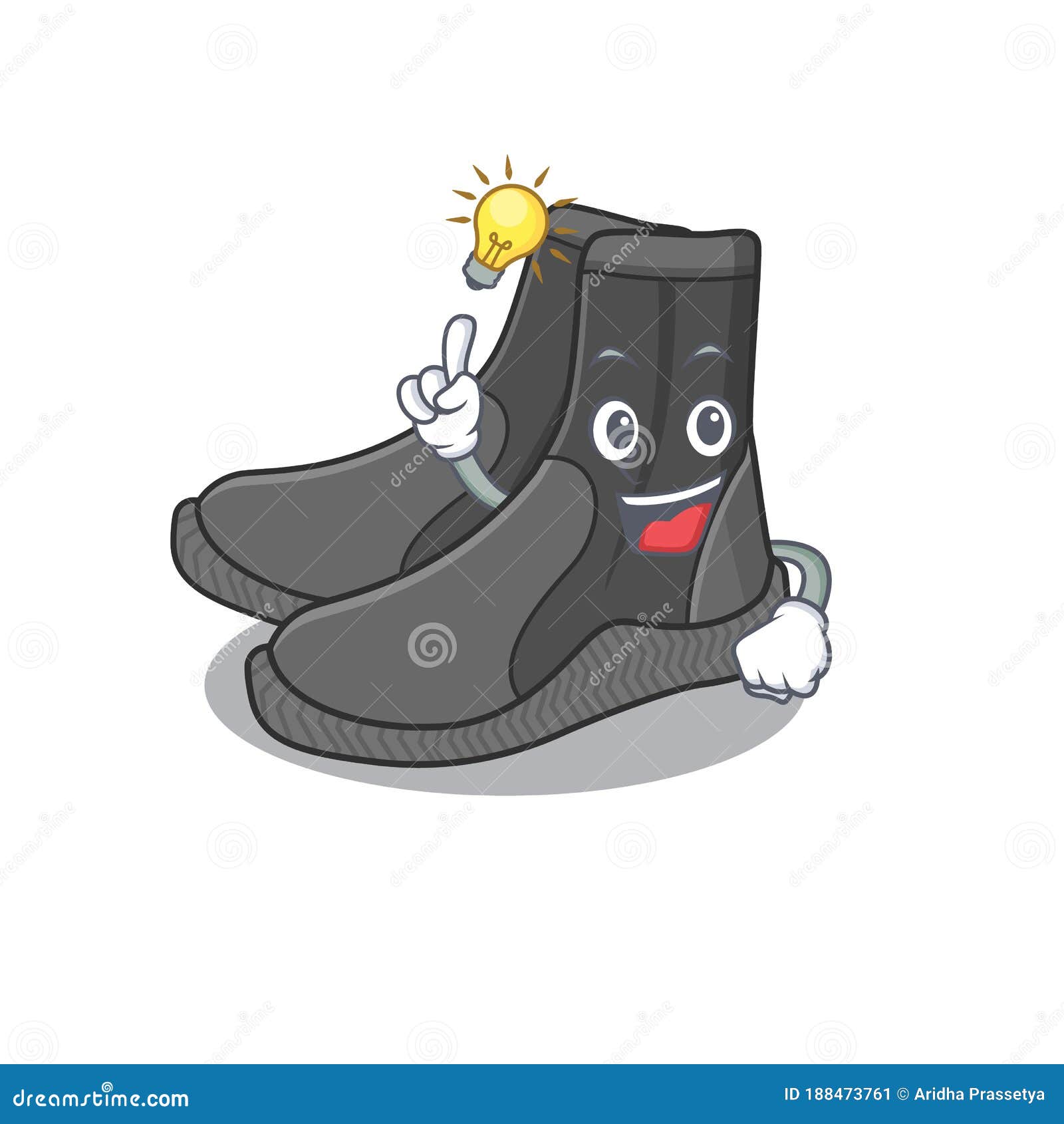 Genius Dive Booties Mascot Character Has an Idea Gesture Stock Vector ...