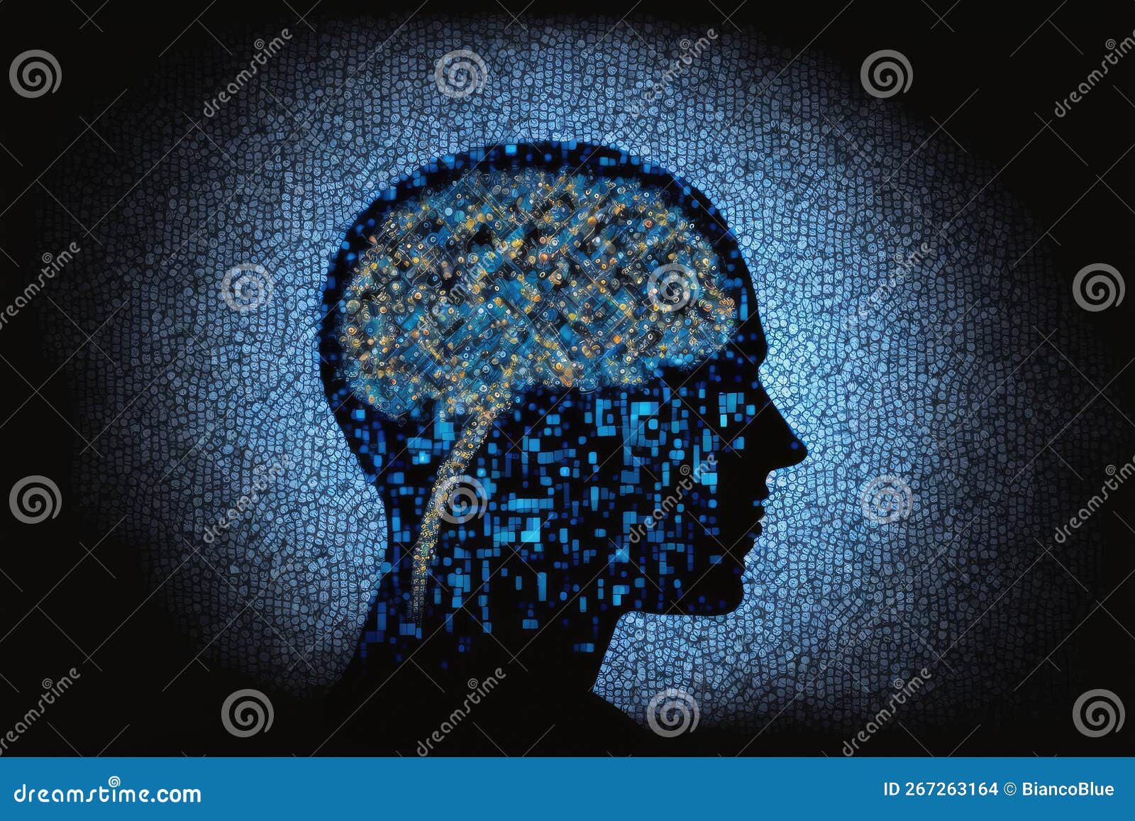 Genius Human Head with AI Brain Artificial Intelligence Virtual ...